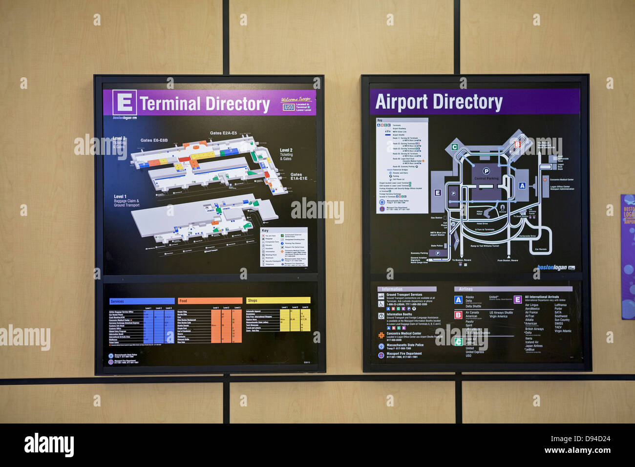 Signs help explain where things are at Boston's Logan airport Stock ...