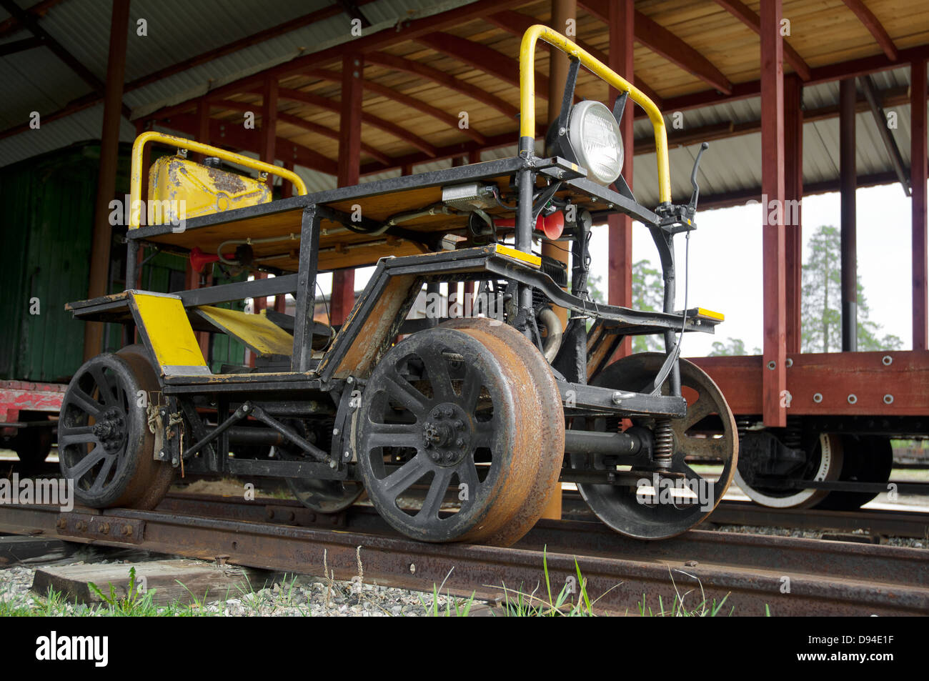 Fuel powered trolley for two person with electric lamp forehead Stock ...