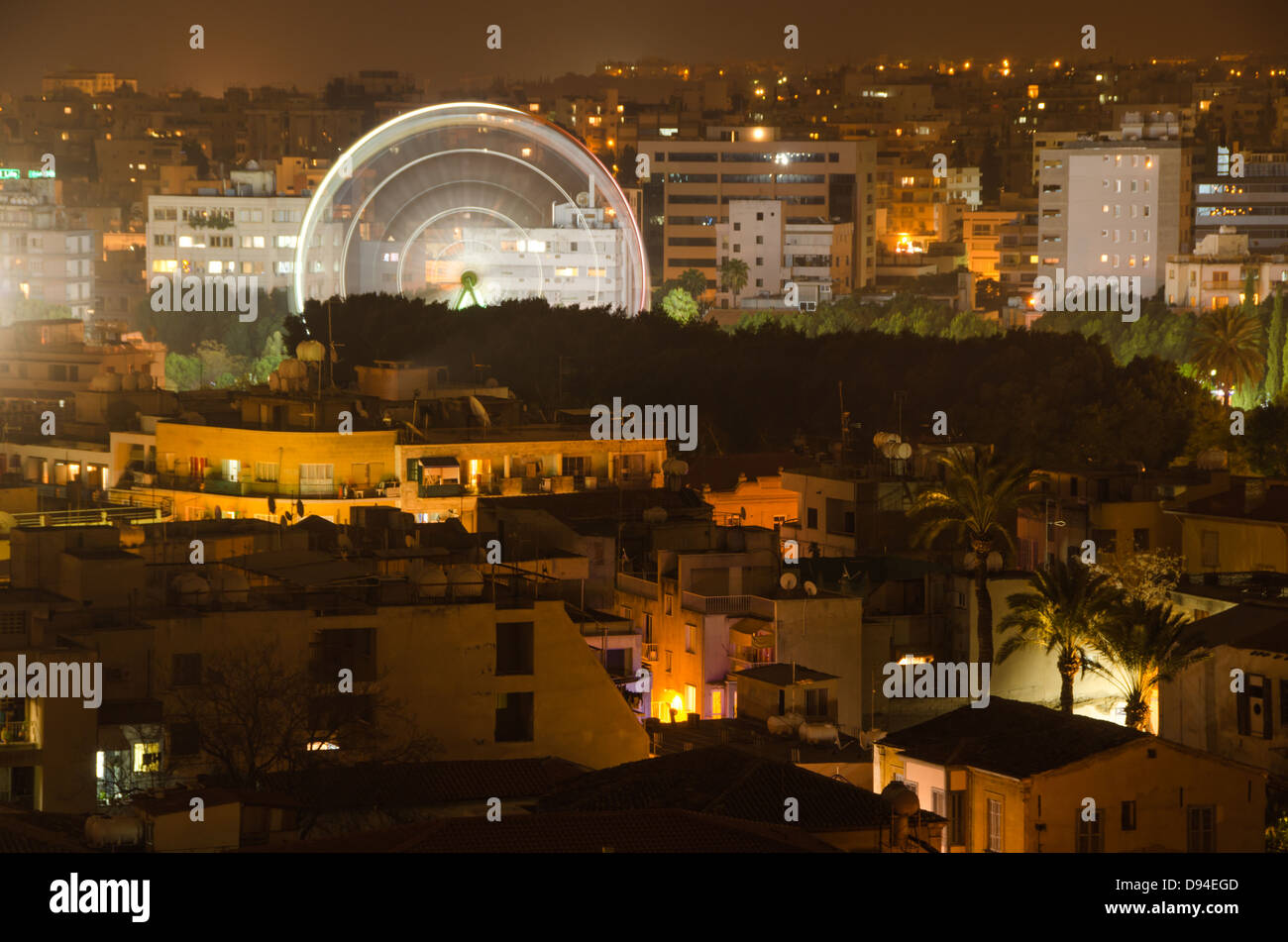a view of nicosia, cyprus at night Stock Photo - Alamy
