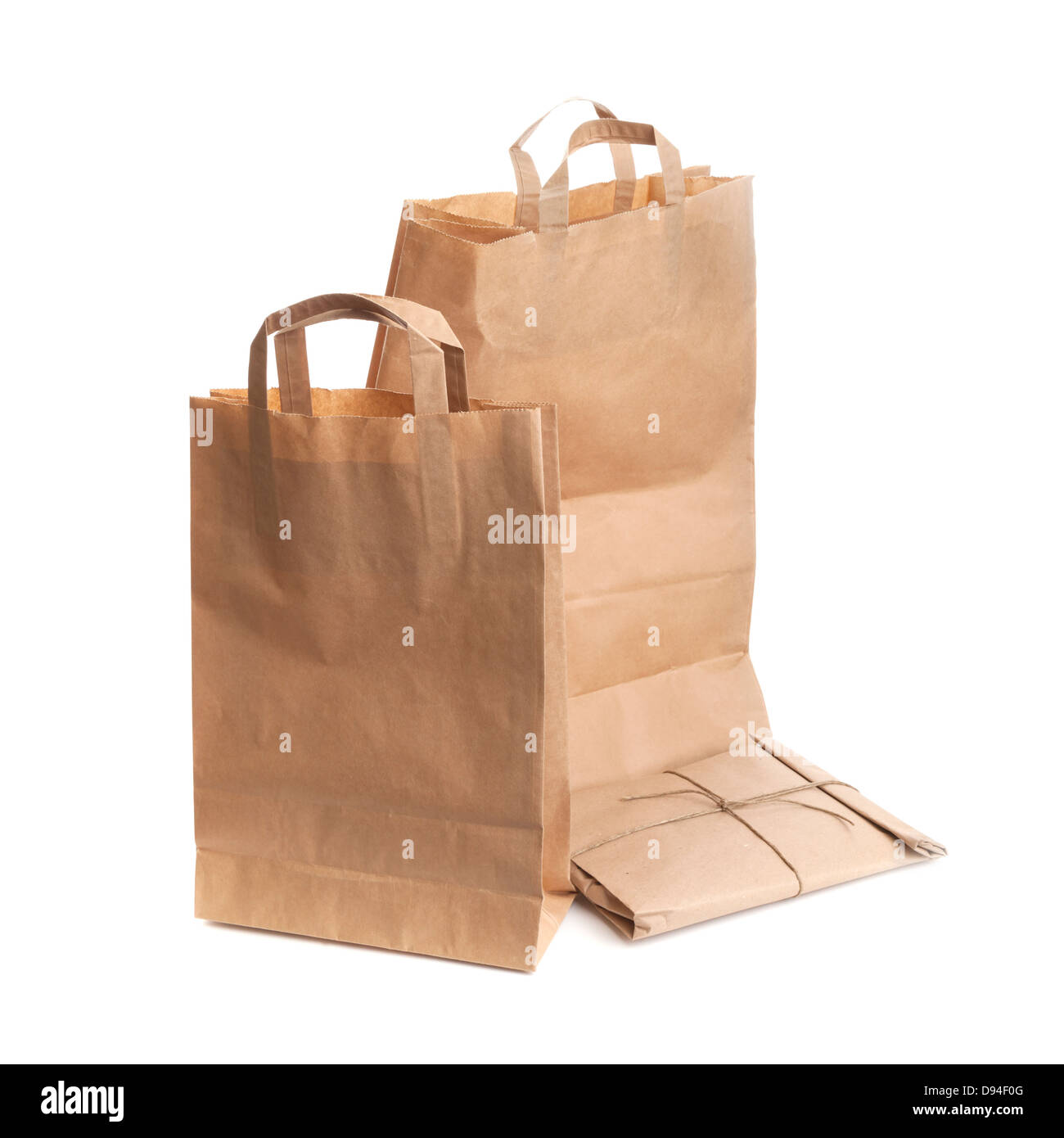 Group of paper bags isolated on white background Stock Photo - Alamy