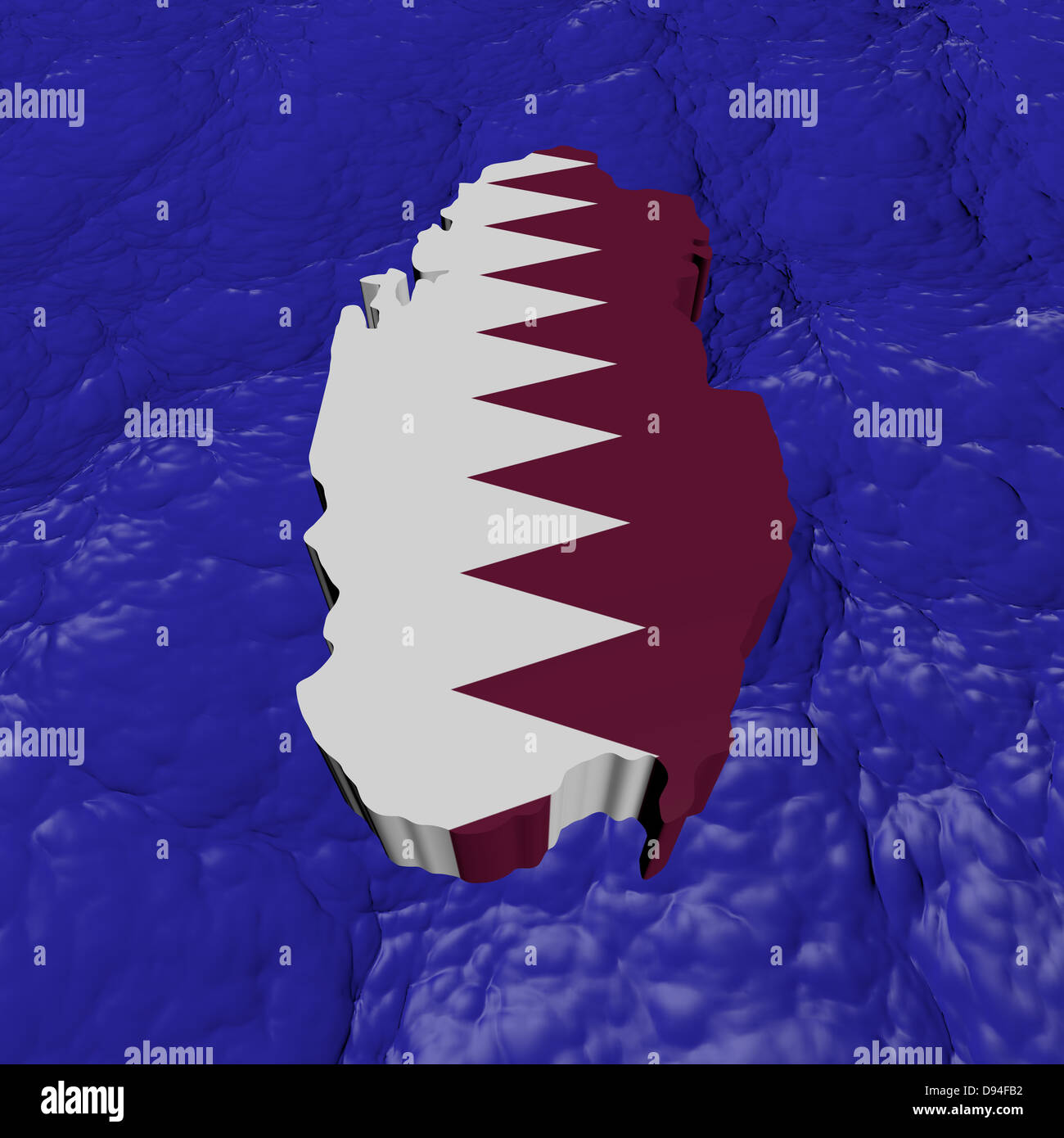 Qatar map flag in abstract ocean illustration Stock Photo - Alamy