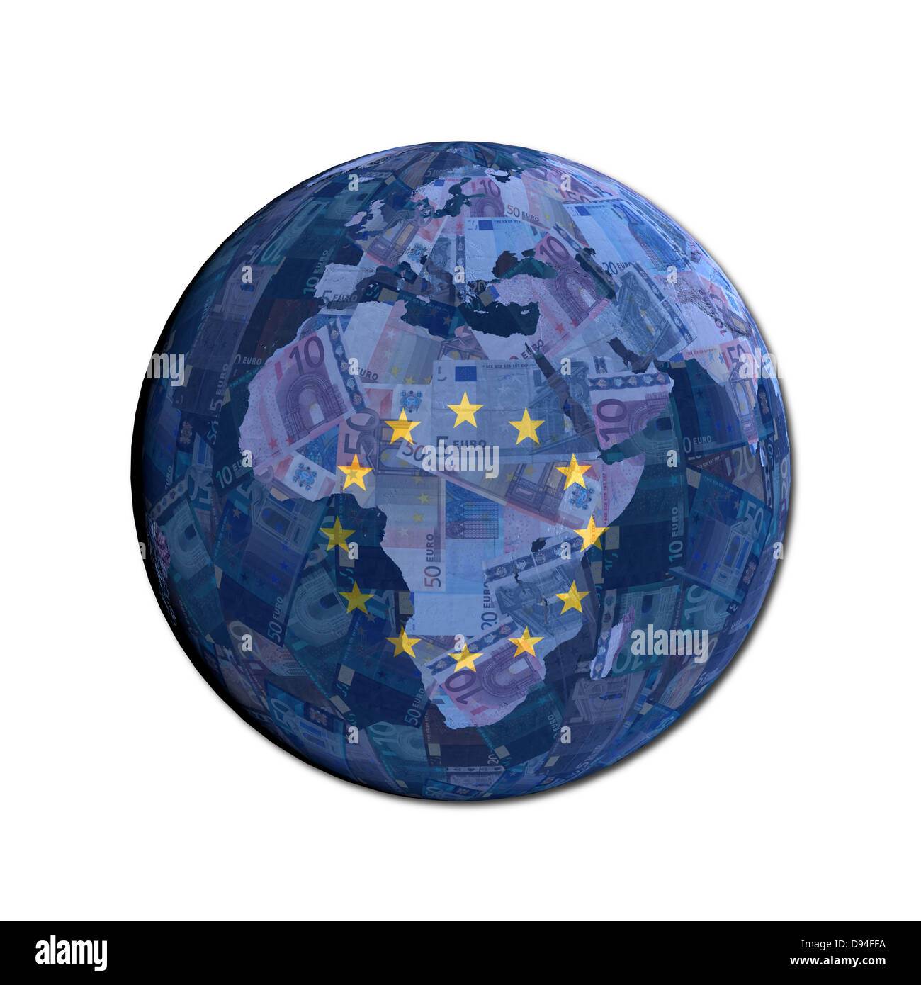 EU flag globe with currency illustration Stock Photo - Alamy
