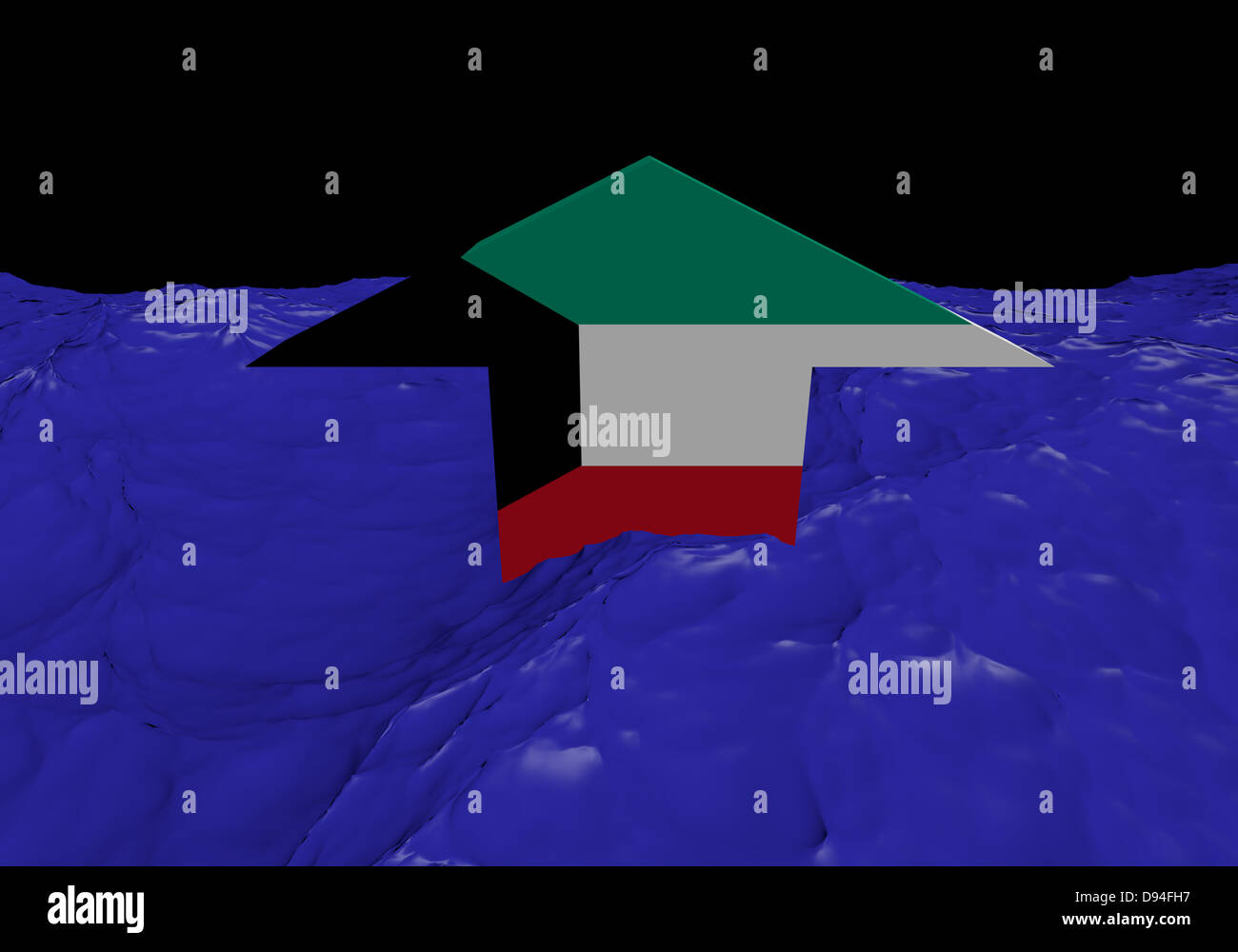 Kuwait flag arrow in abstract ocean illustration Stock Photo - Alamy