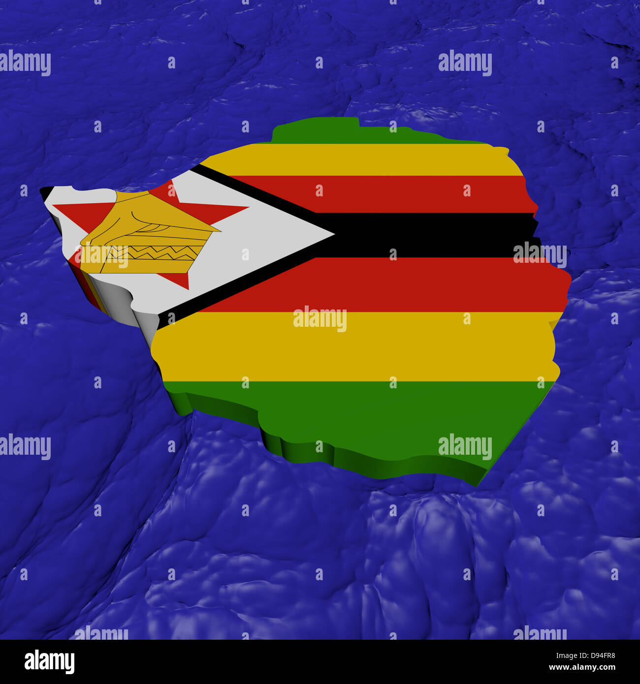 Zimbabwe map flag in abstract ocean illustration Stock Photo - Alamy