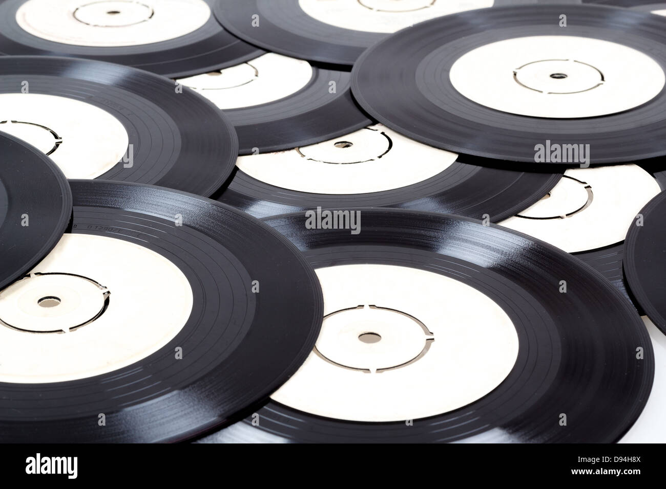 group of old small black vinyl records Stock Photo - Alamy