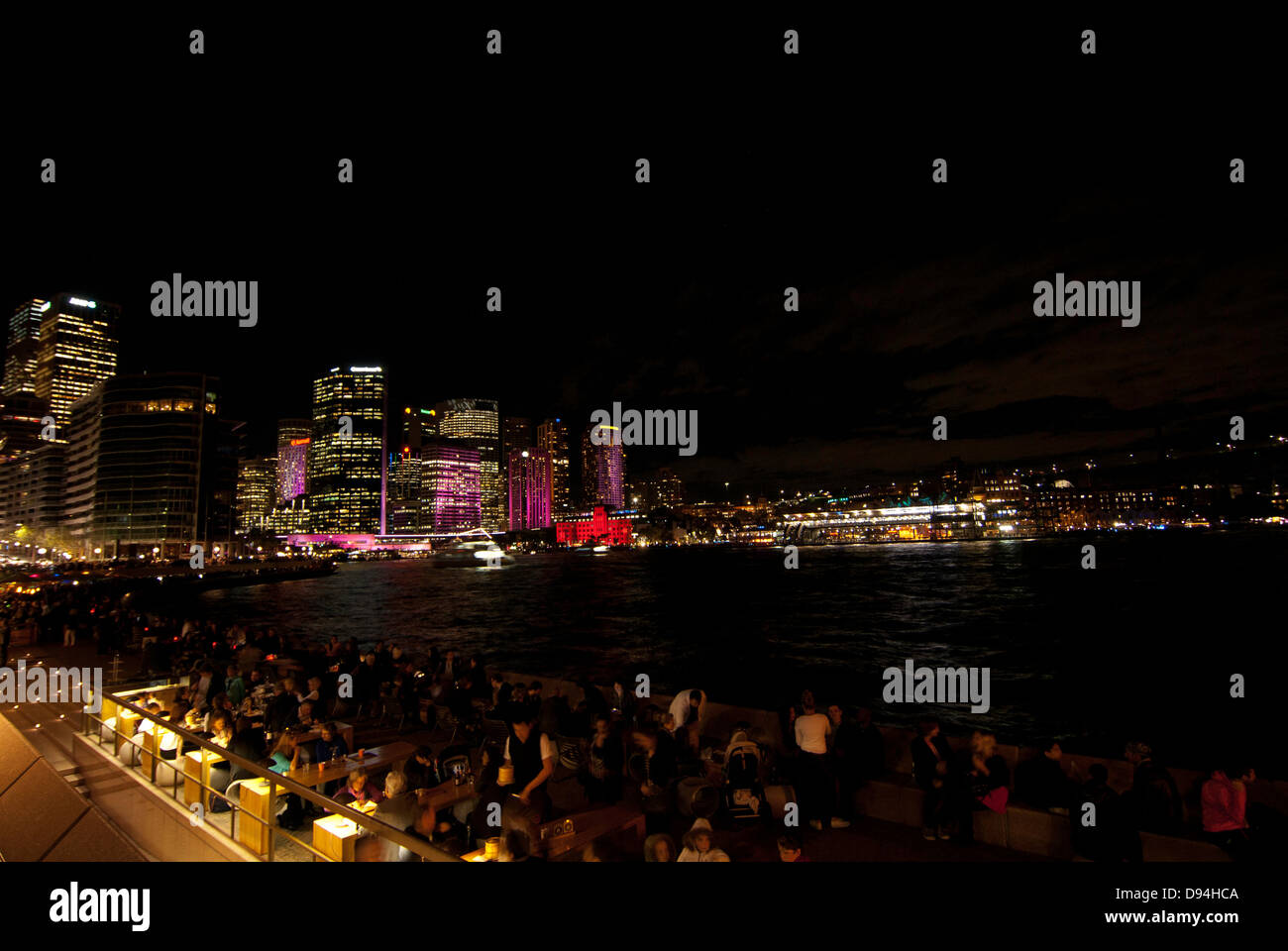 Vivid Sydney light show on city buildings, Sydney, Australia Stock ...