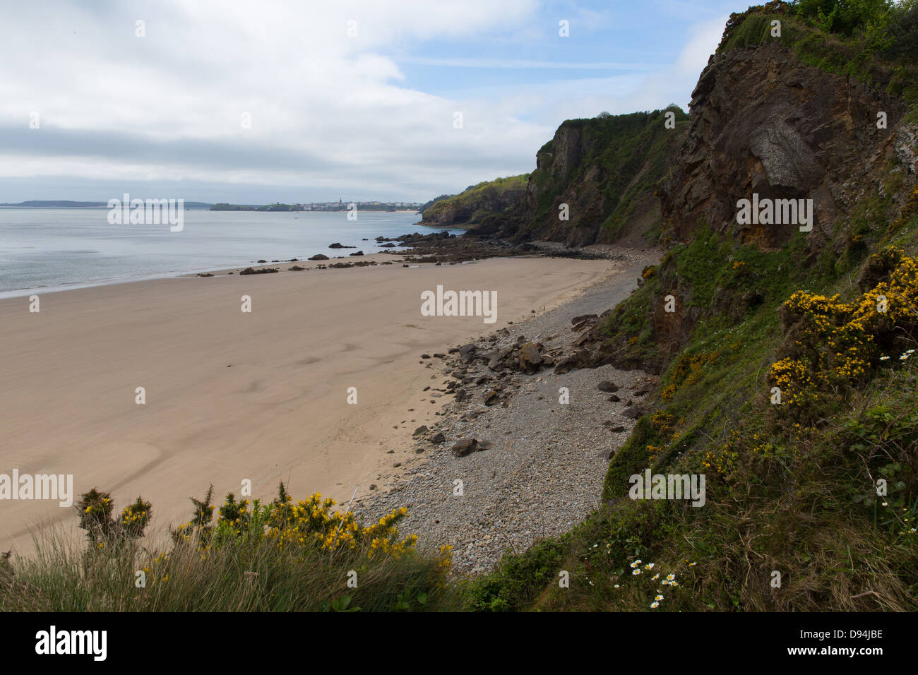 View to Tenby from Monkstone Point beach Pembrokeshire West Wales Stock ...