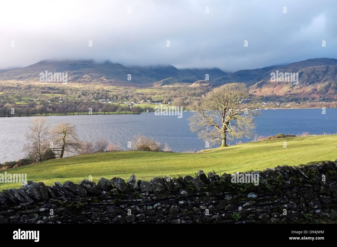 View of Lake Coniston from Brantwood, the home of John Ruskin Stock ...