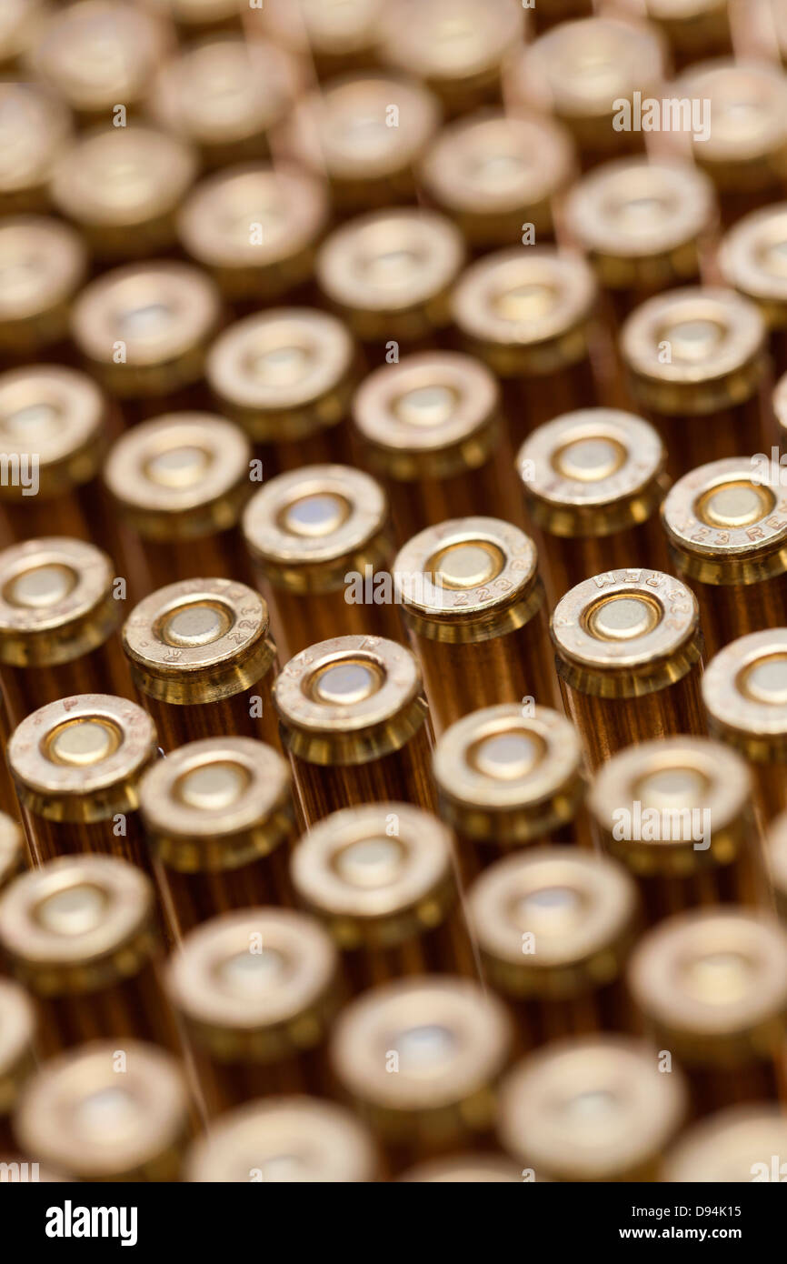 Close-up of 223 Caliber Bullets for a Rifle Stock Photo - Alamy