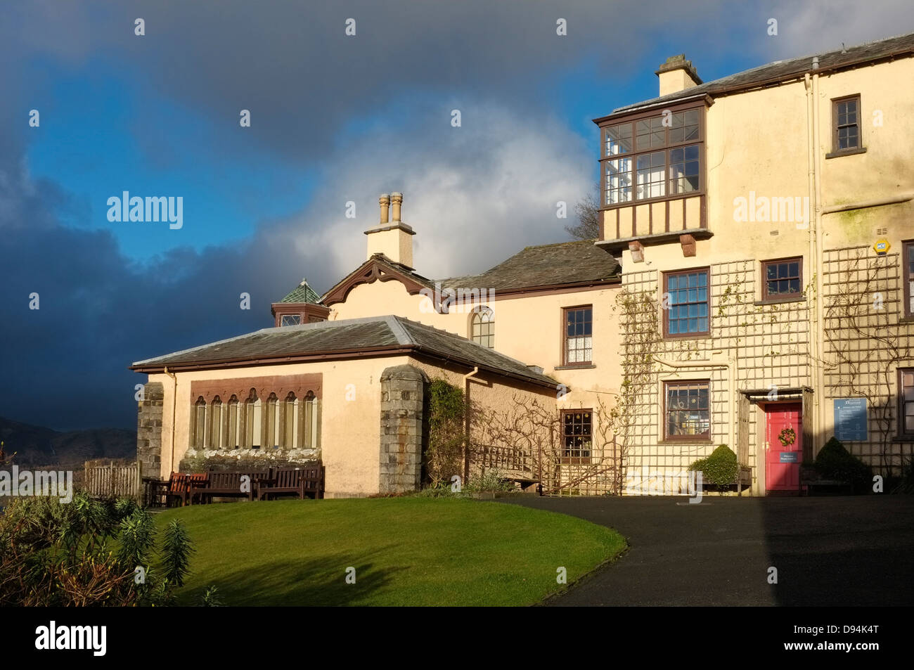 Brantwood, the home of John Ruskin, overlooking Lake Coniston Stock ...