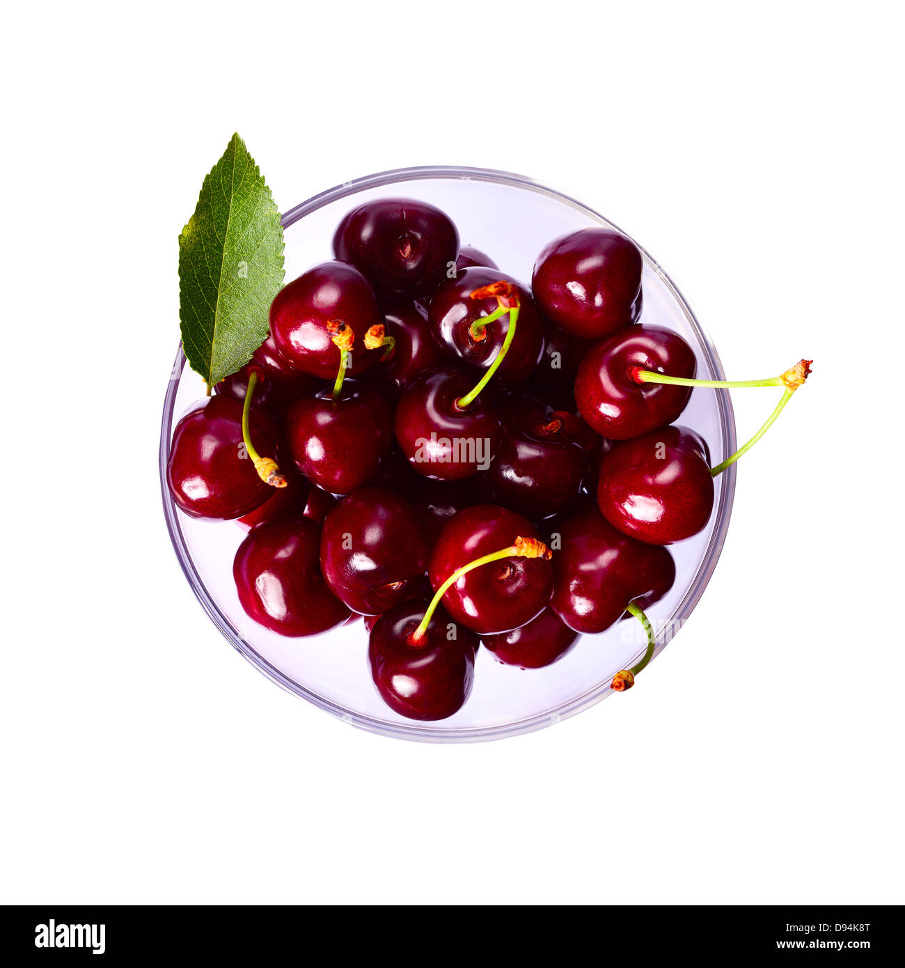 perfect sweet cherries with leaf isolated on white background Stock ...