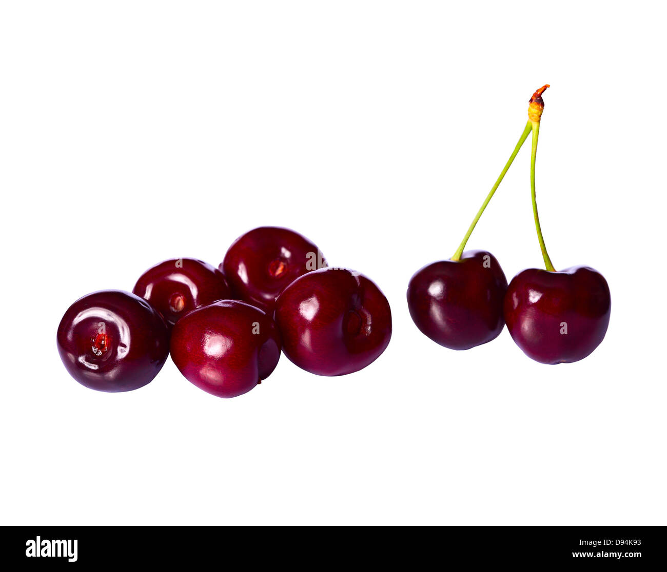 perfect sweet cherries with leaf isolated on white background Stock ...
