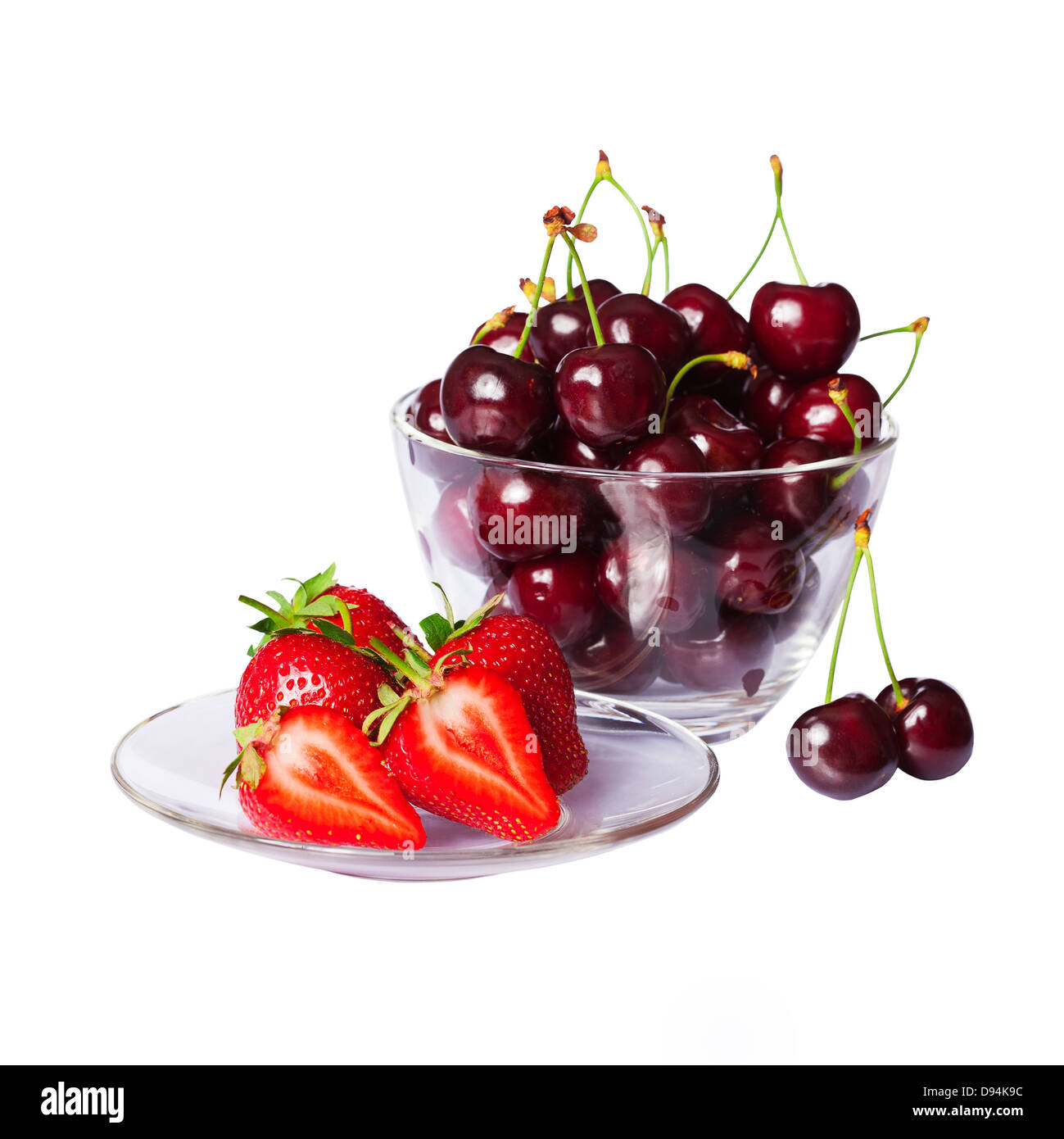 beautiful strawberry and cherry isolated on white background Stock ...