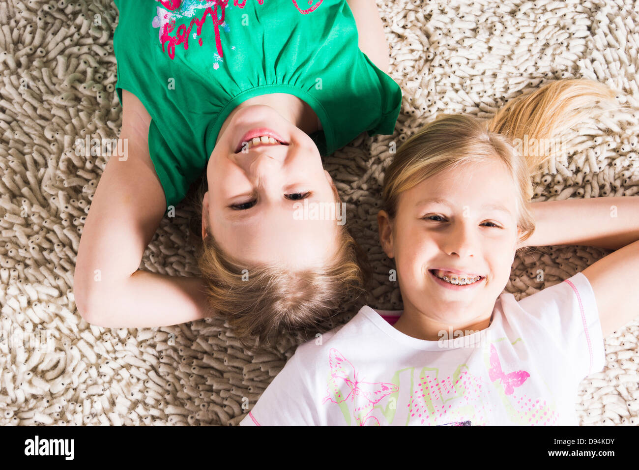 Overhead view of family smiling hi-res stock photography and images - Alamy