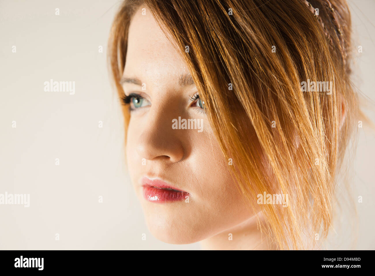 Close-up, Side View Portrait of Teenage Girl wearing Make-up, Studio ...