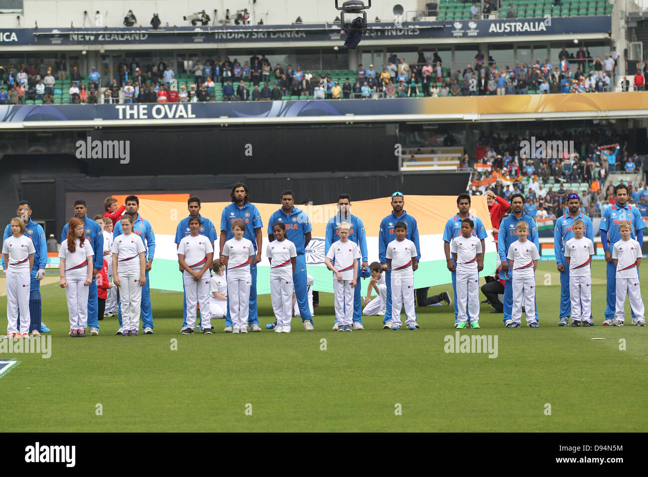 London, UK. 11th June, 2013. Indian line up before the ICC Champions ...