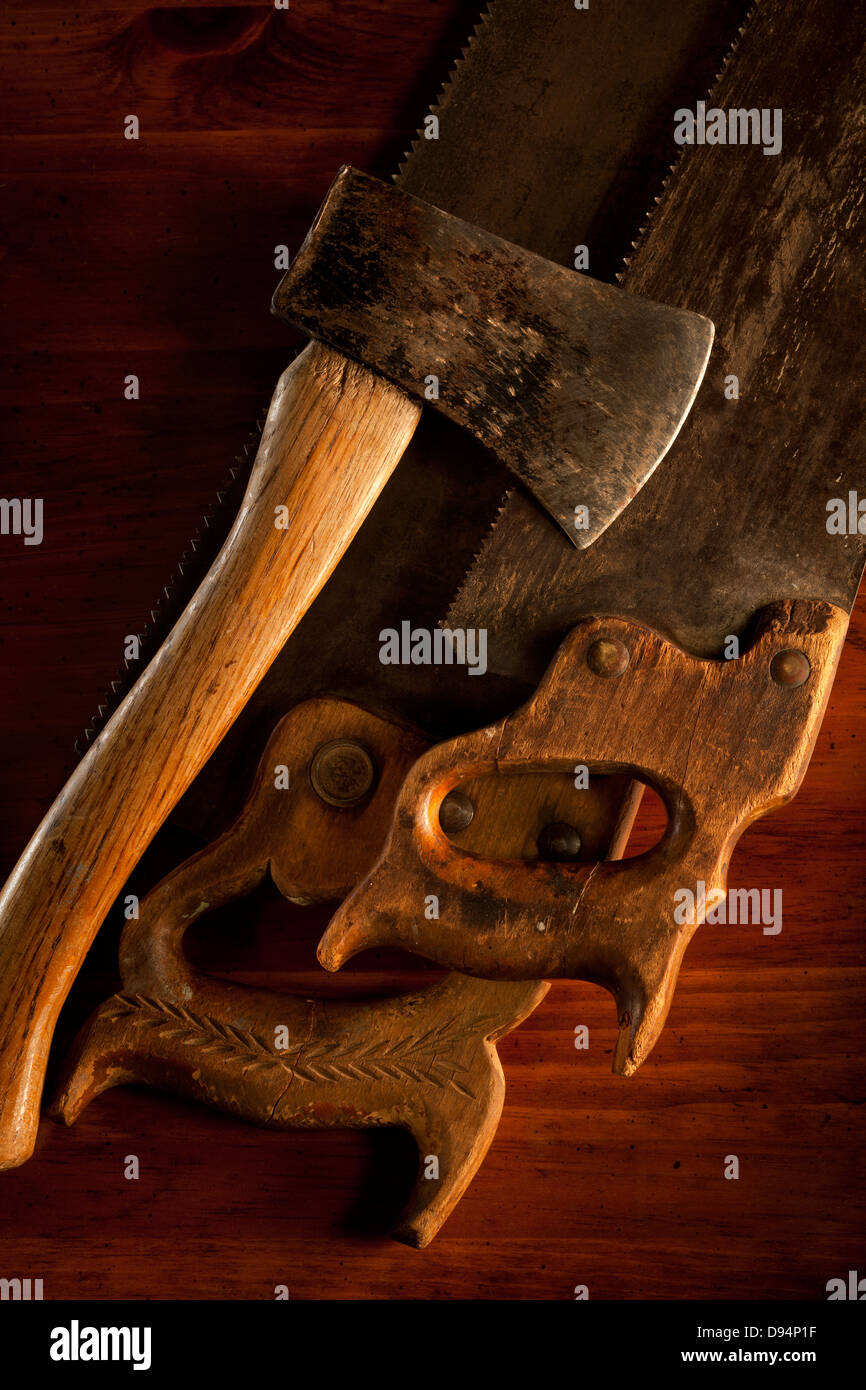 Still life hatchet old tools hi-res stock photography and images - Alamy
