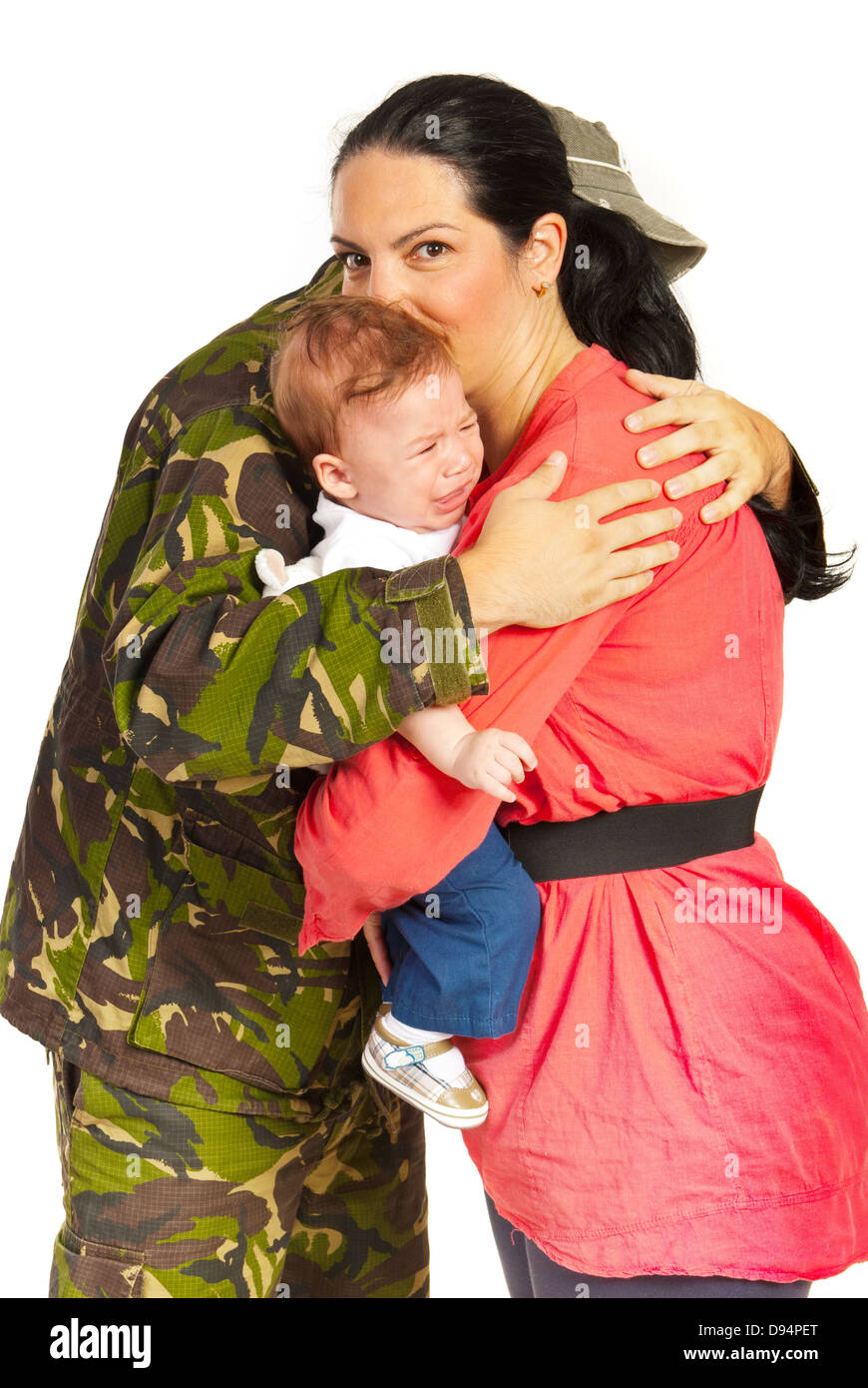 Soldier Crying Holding Baby