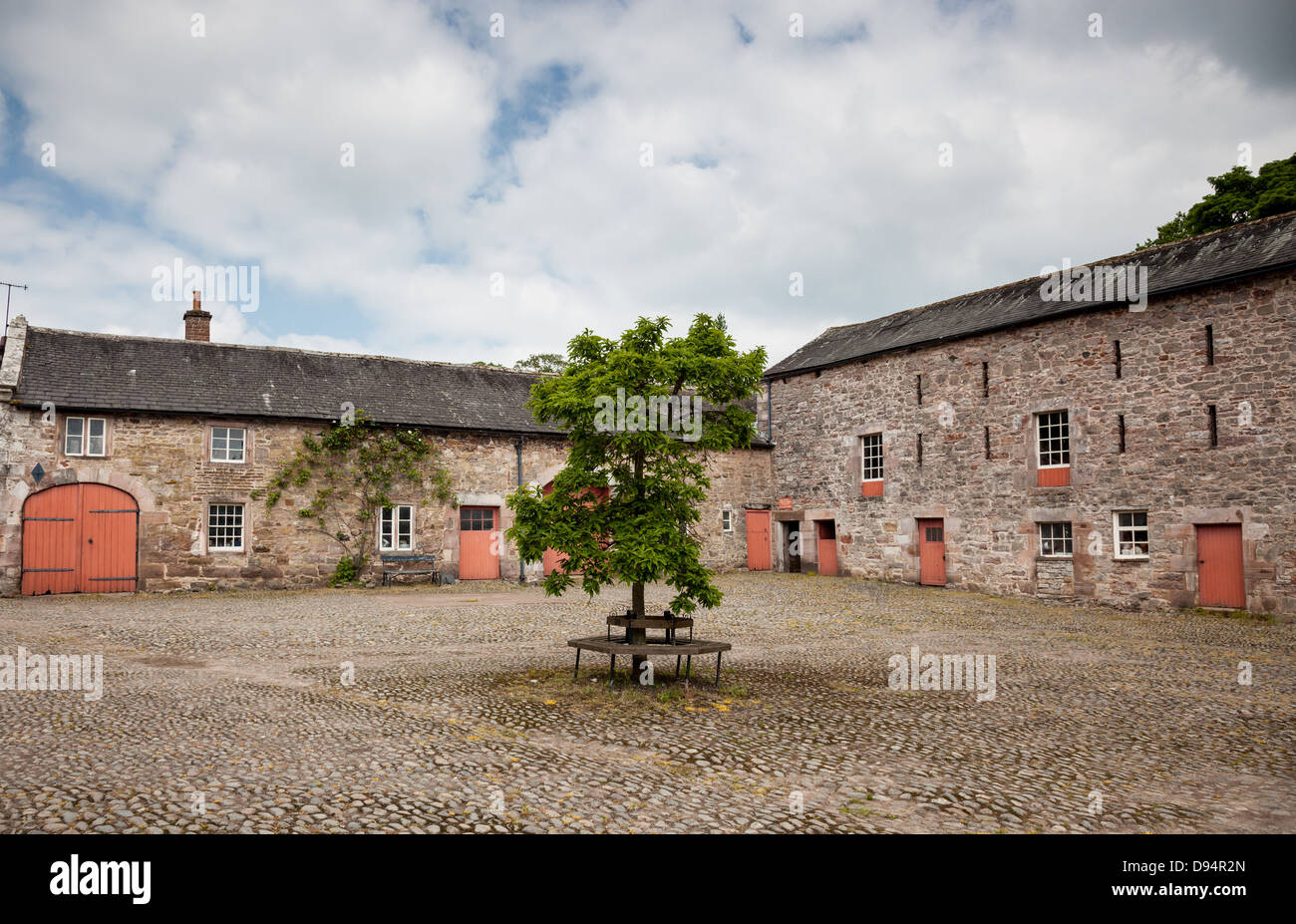 The courtyard farm buildings at Dalemain, near PEnrith, Lake District ...