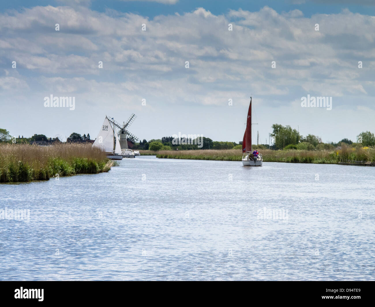 Boating on the Norfolk Broads, England Stock Photo - Alamy