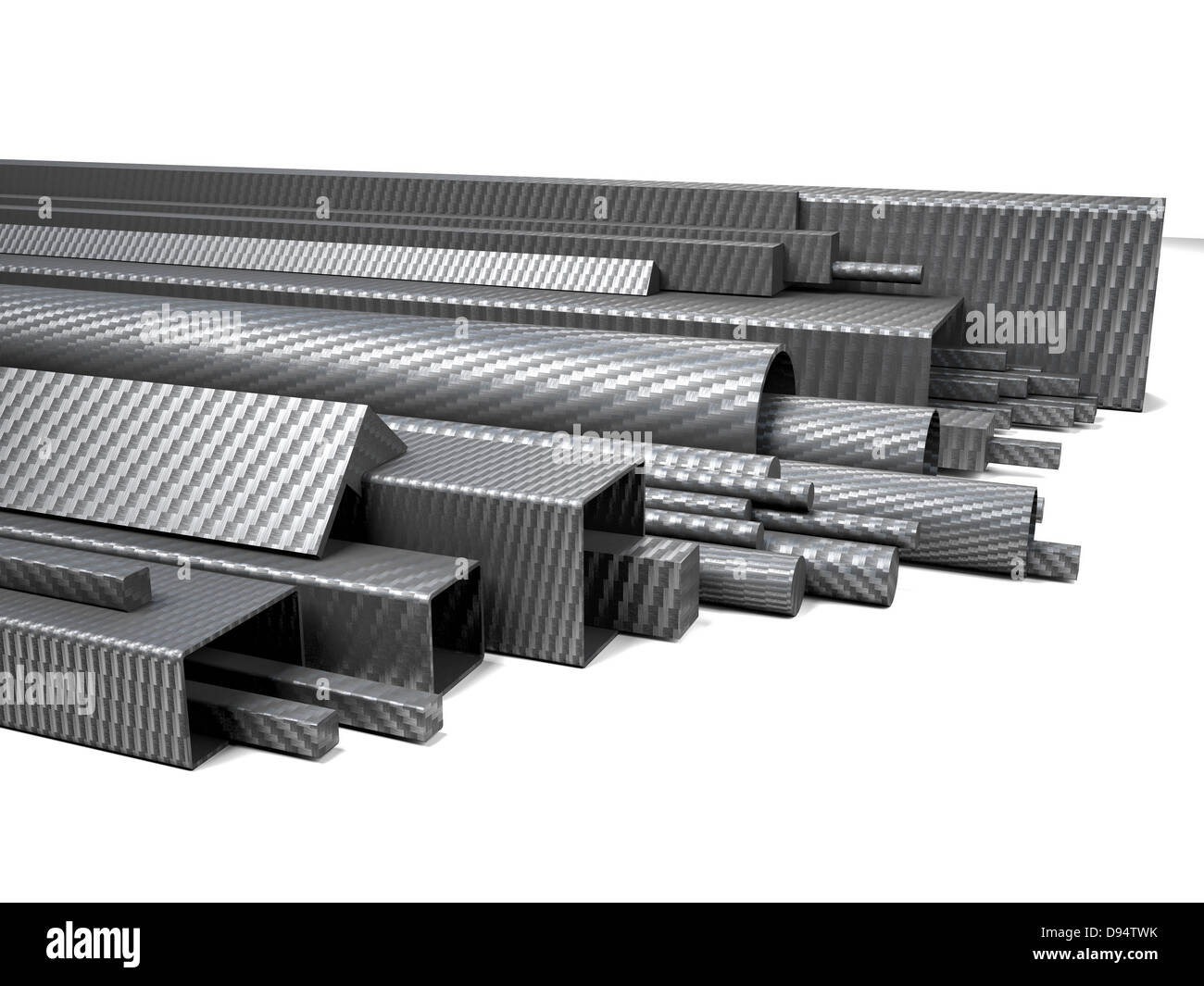 3d image of carbon fiber pipes on white Stock Photo - Alamy