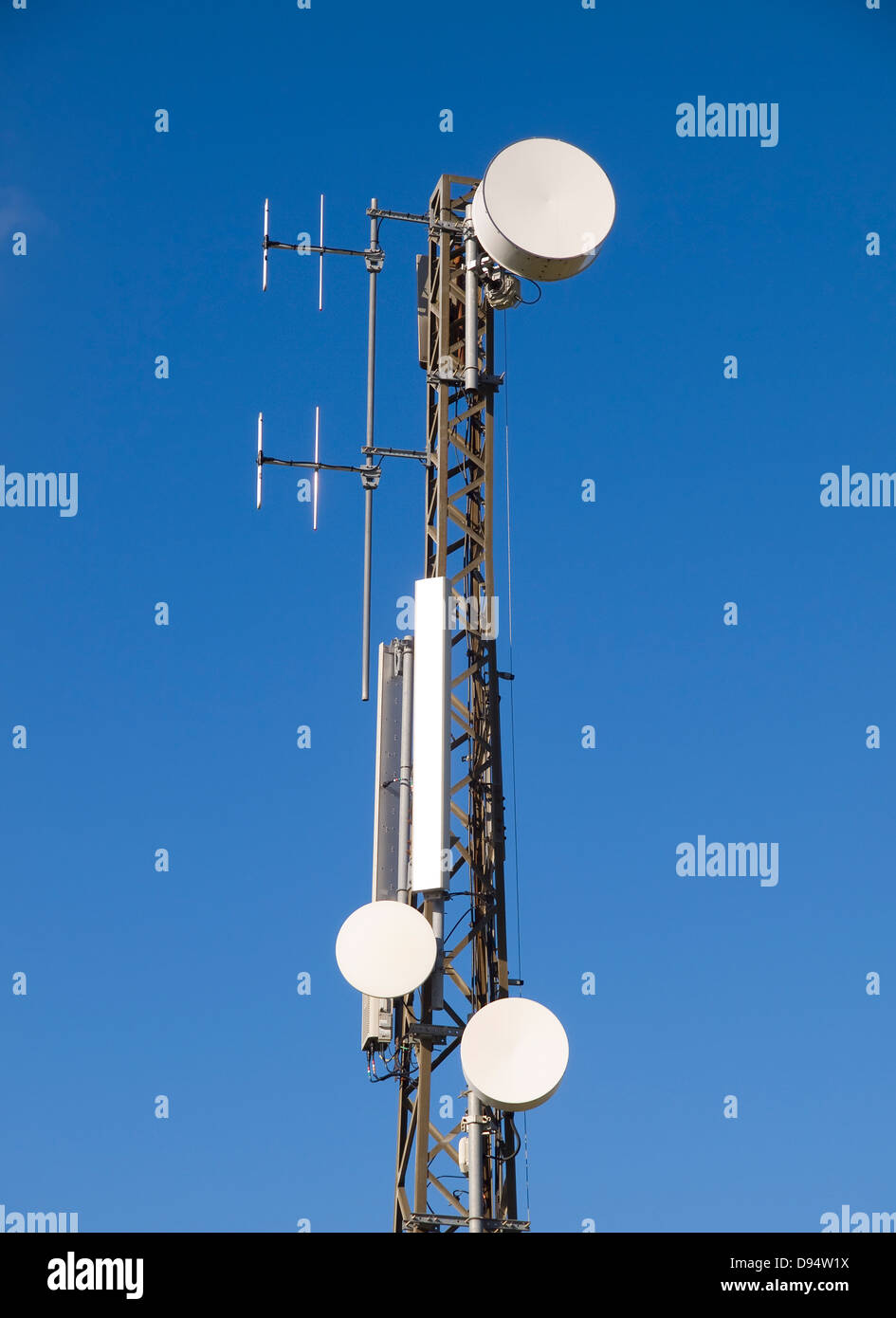 Communications antenna on blue sky Stock Photo - Alamy