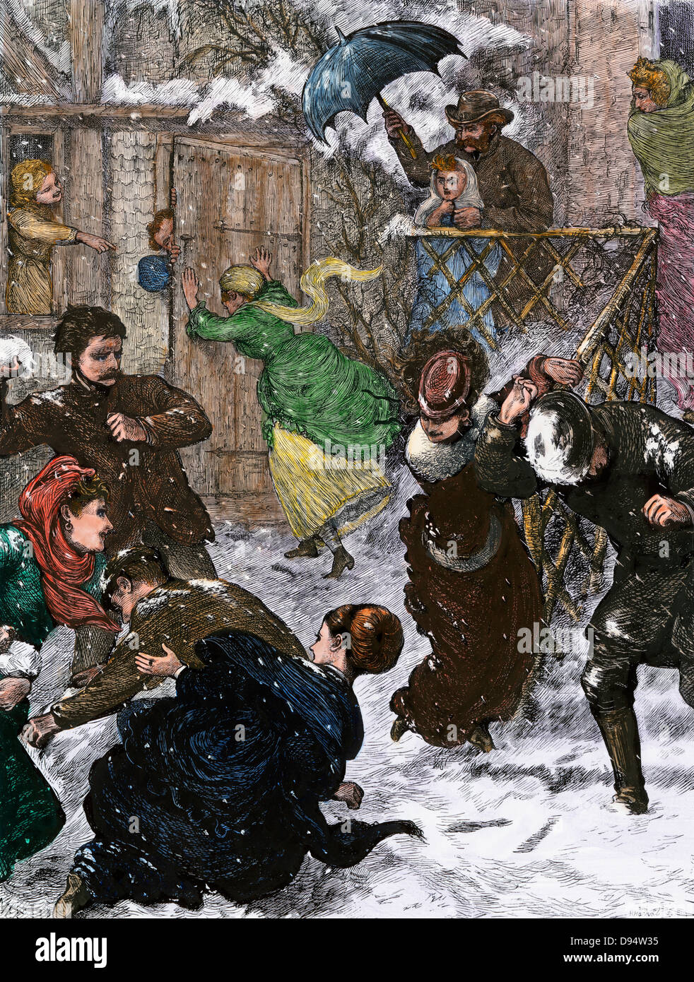 Vintage snowball fight hi-res stock photography and images - Alamy