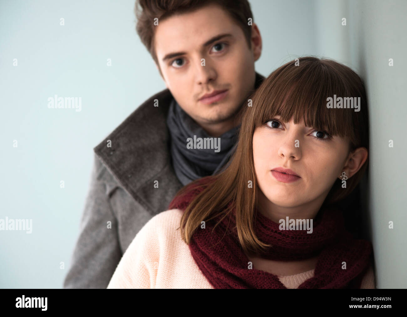 Head and Shoulder Portrait of Young Couple Looking at Camera, Studio ...