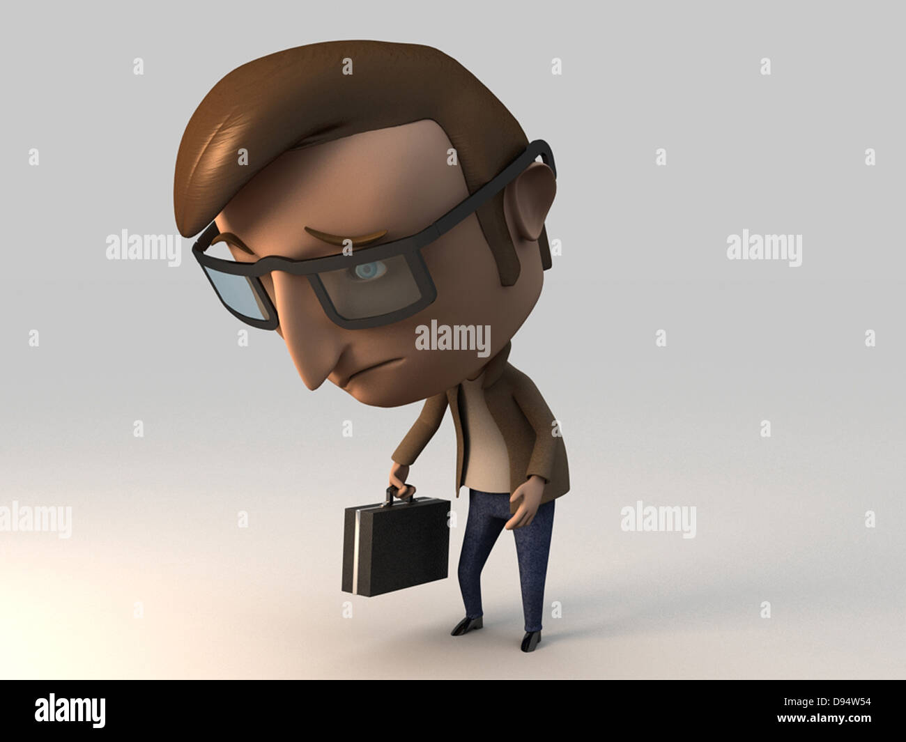 tired employee man - 3d renderer illustration Stock Photo - Alamy