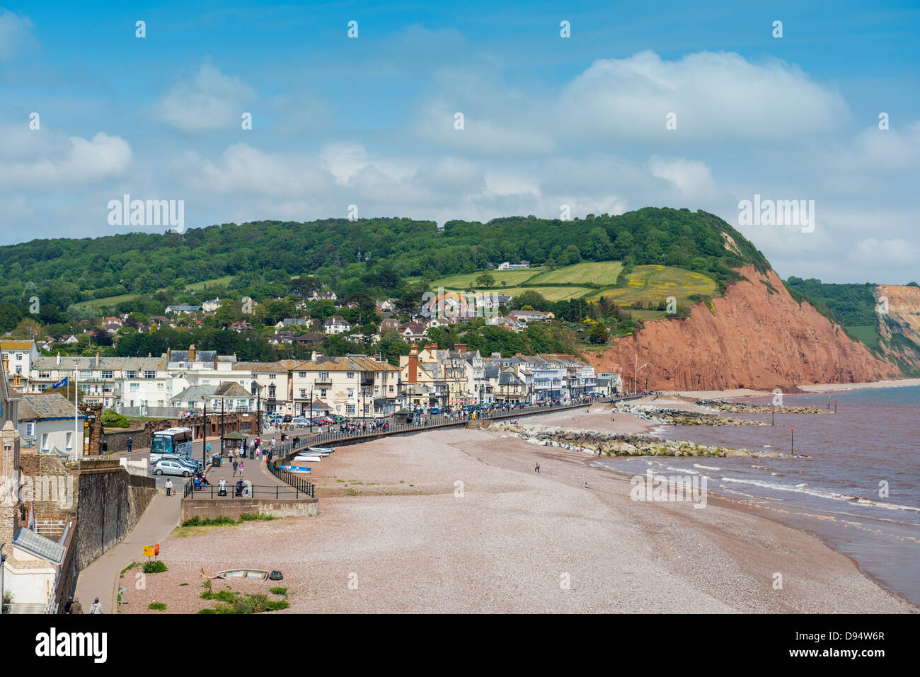 Sidmouth, Devon, England. Sidmouth town and sea front with the Jurassic ...