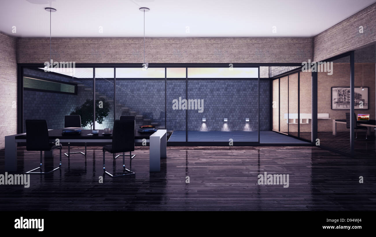 architecture study room - 3d renderer illustration Stock Photo - Alamy