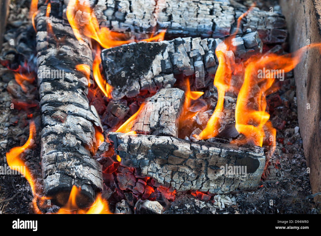 Closeup of a warm fire burning in a campfire Stock Photo - Alamy