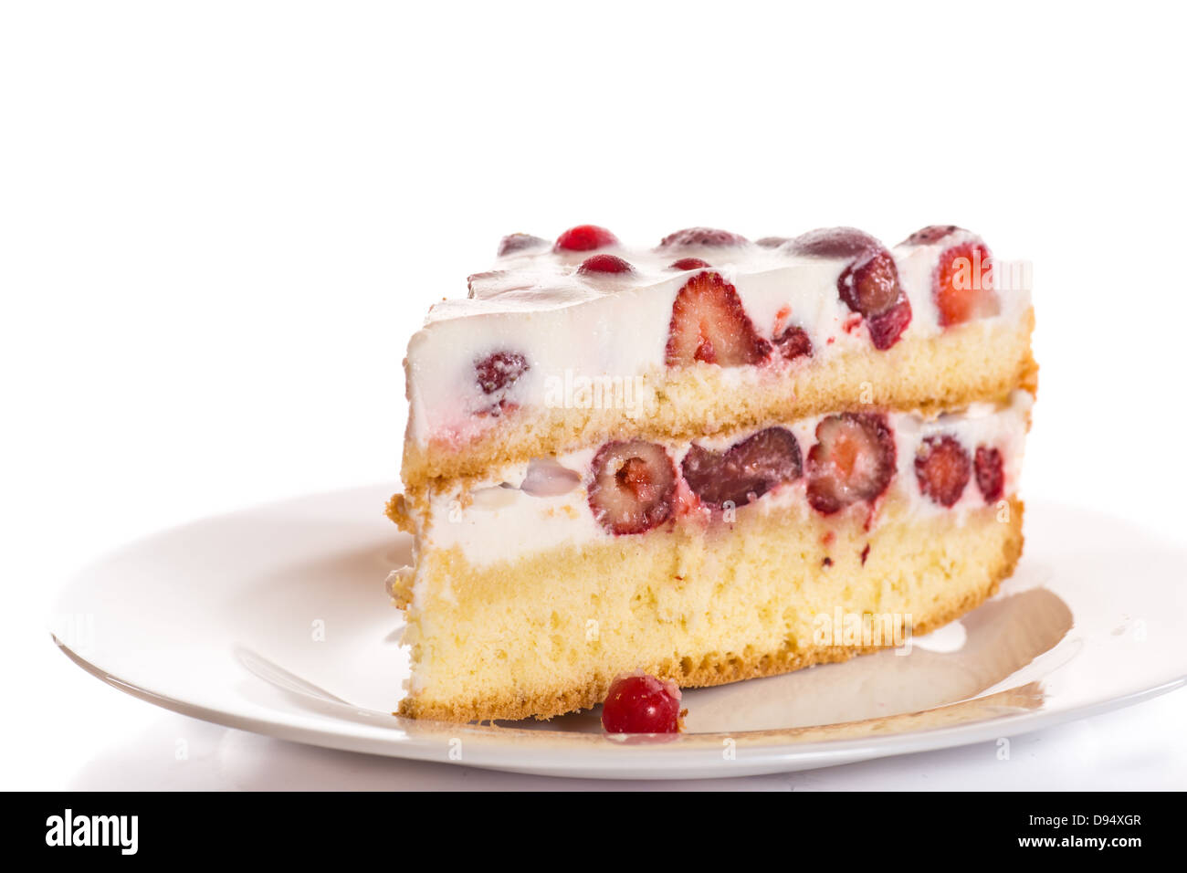 Summer fruit cake with berries on a white background Stock Photo - Alamy