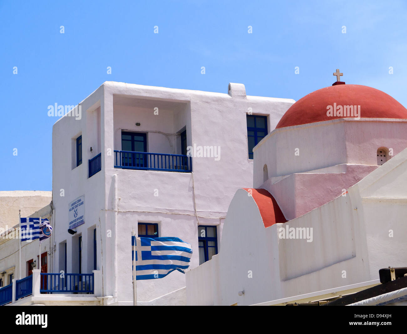 Chora the Main Town of the beautiful island of Mykonos in Greece Stock ...
