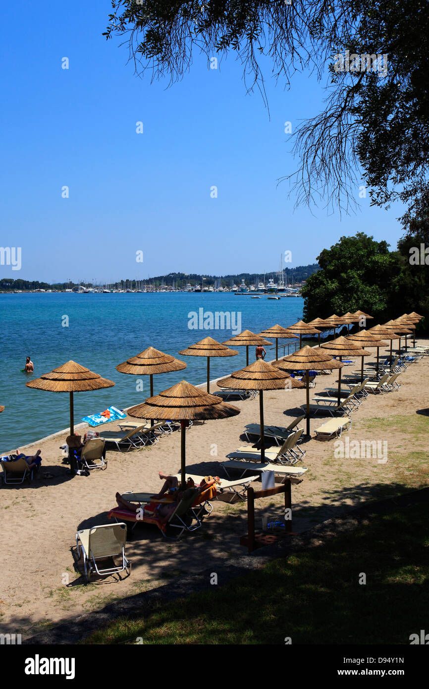 Summer view of Gouvia beach resort, Corfu Island, Greece, Europe Stock ...
