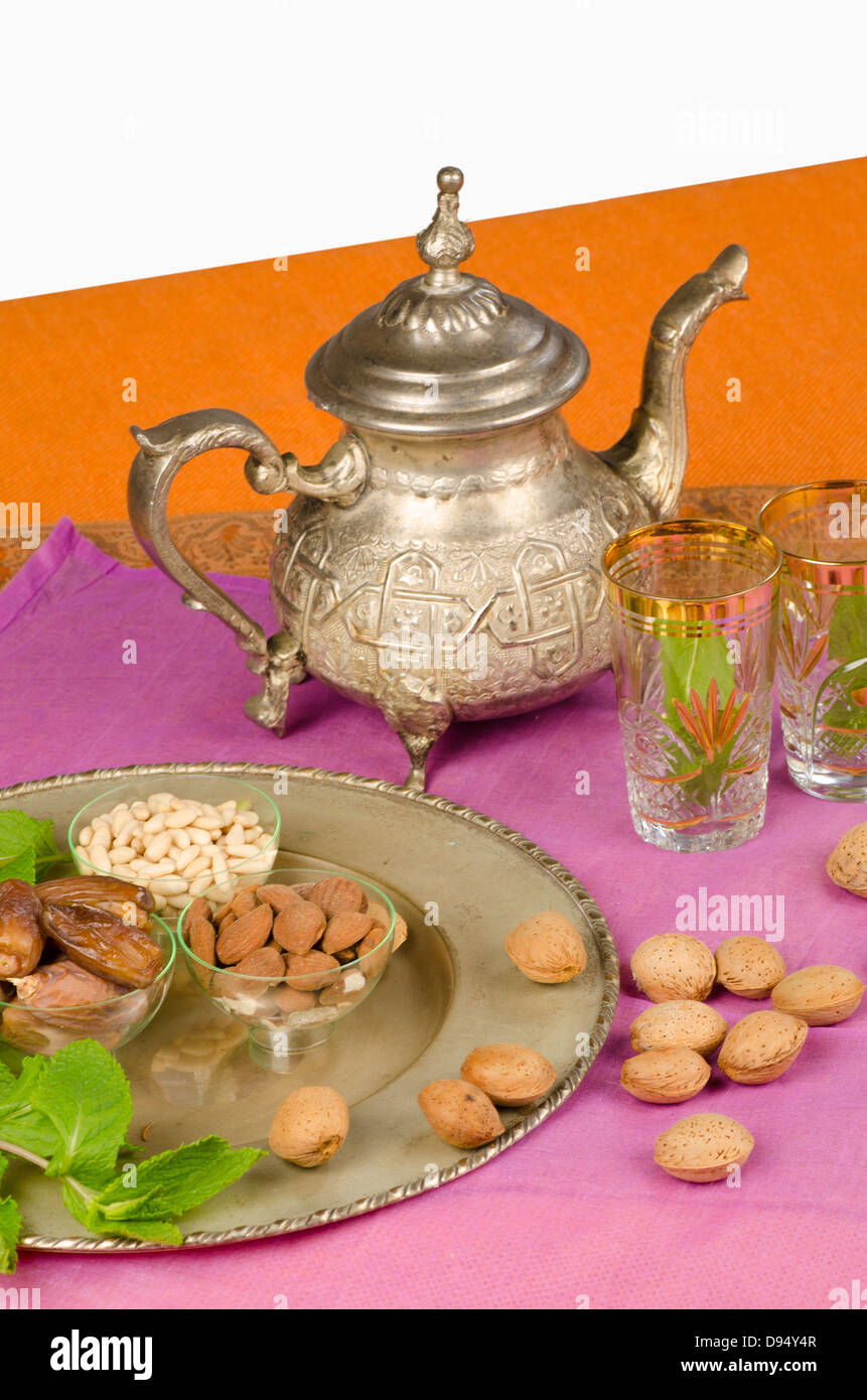 Still life with assorted ingredients used in Moroccan cuisine Stock ...