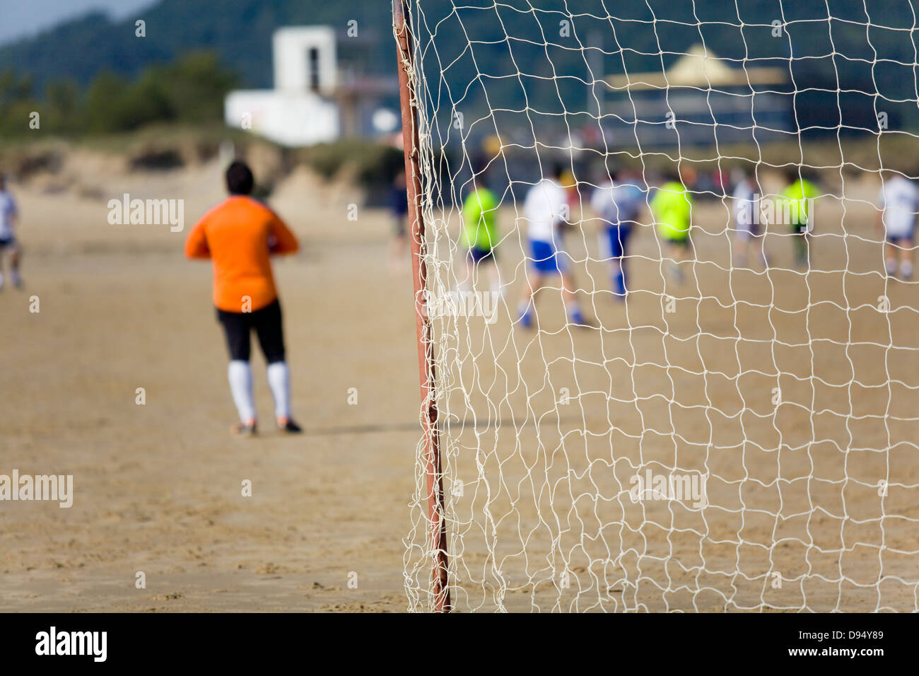 net and goalkeeper in a football goal Stock Photo - Alamy