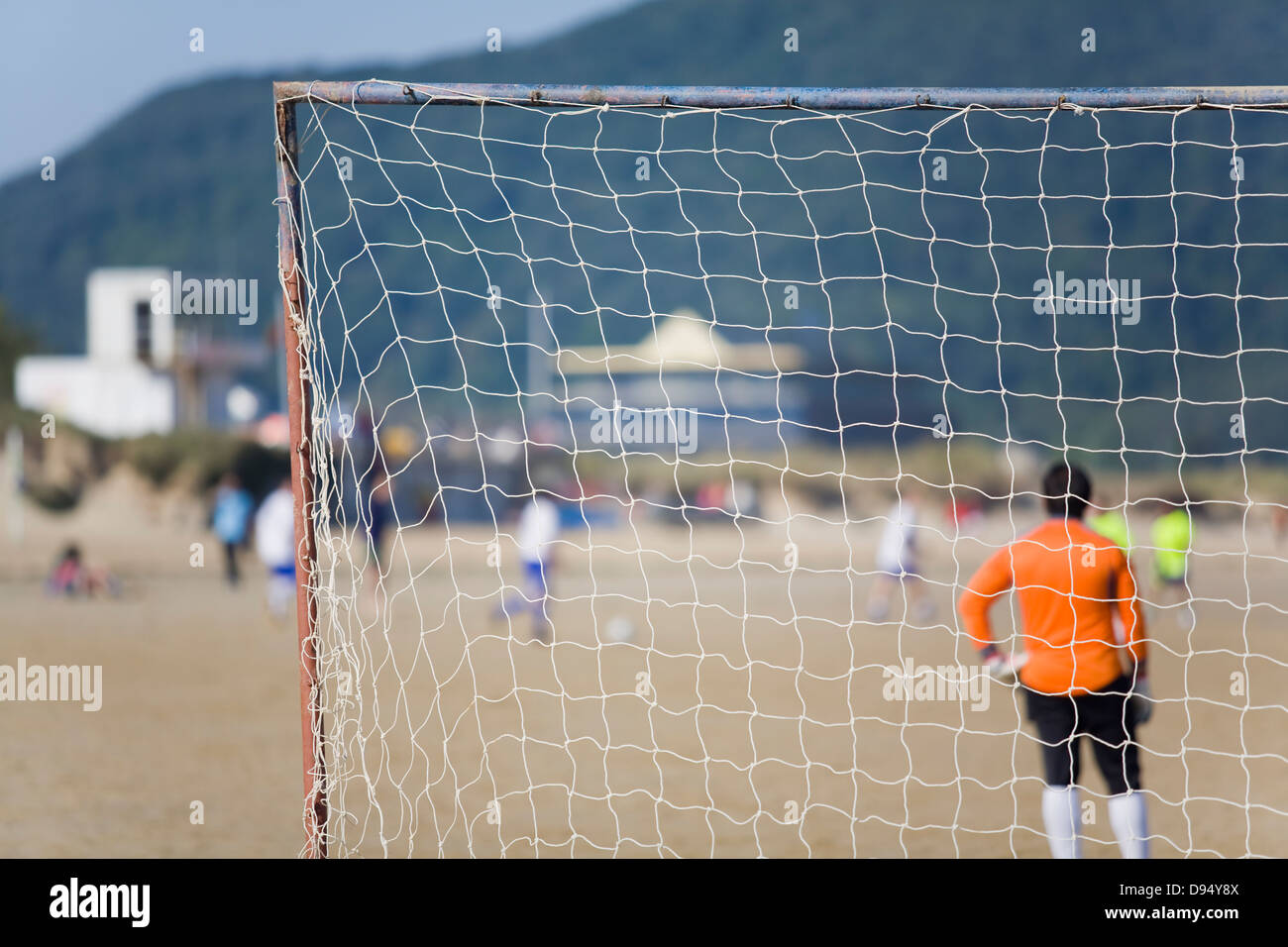 net and goalkeeper in a football goal Stock Photo - Alamy