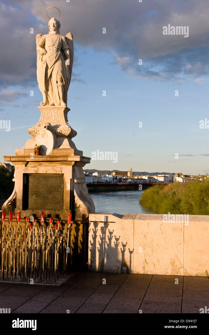 17th-century statue of St Raphael by Bernabe Gomez del Rio on Puente ...