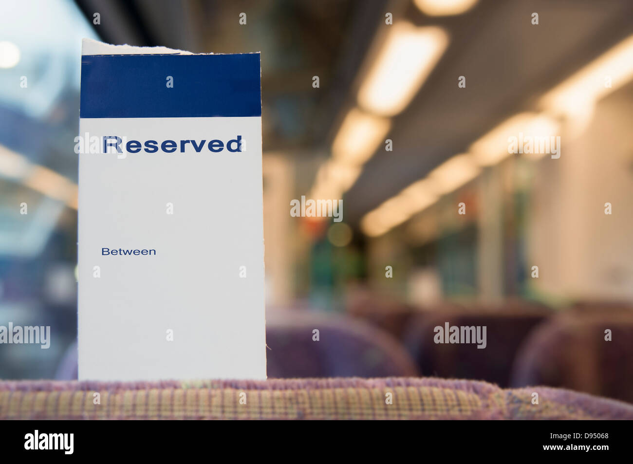 Blank reserved ticket on the seat of a standard class train Stock Photo ...