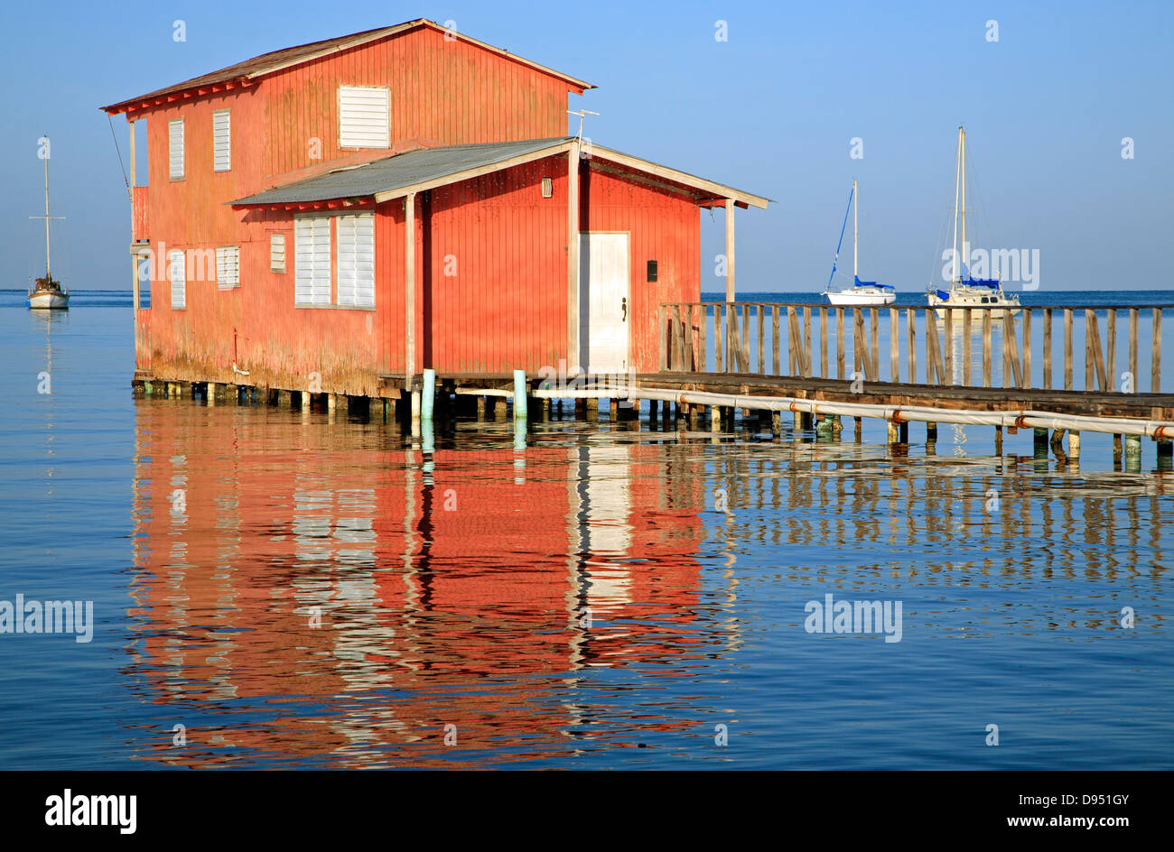 Red house on water, Boqueron, Puerto Rico Stock Photo - Alamy