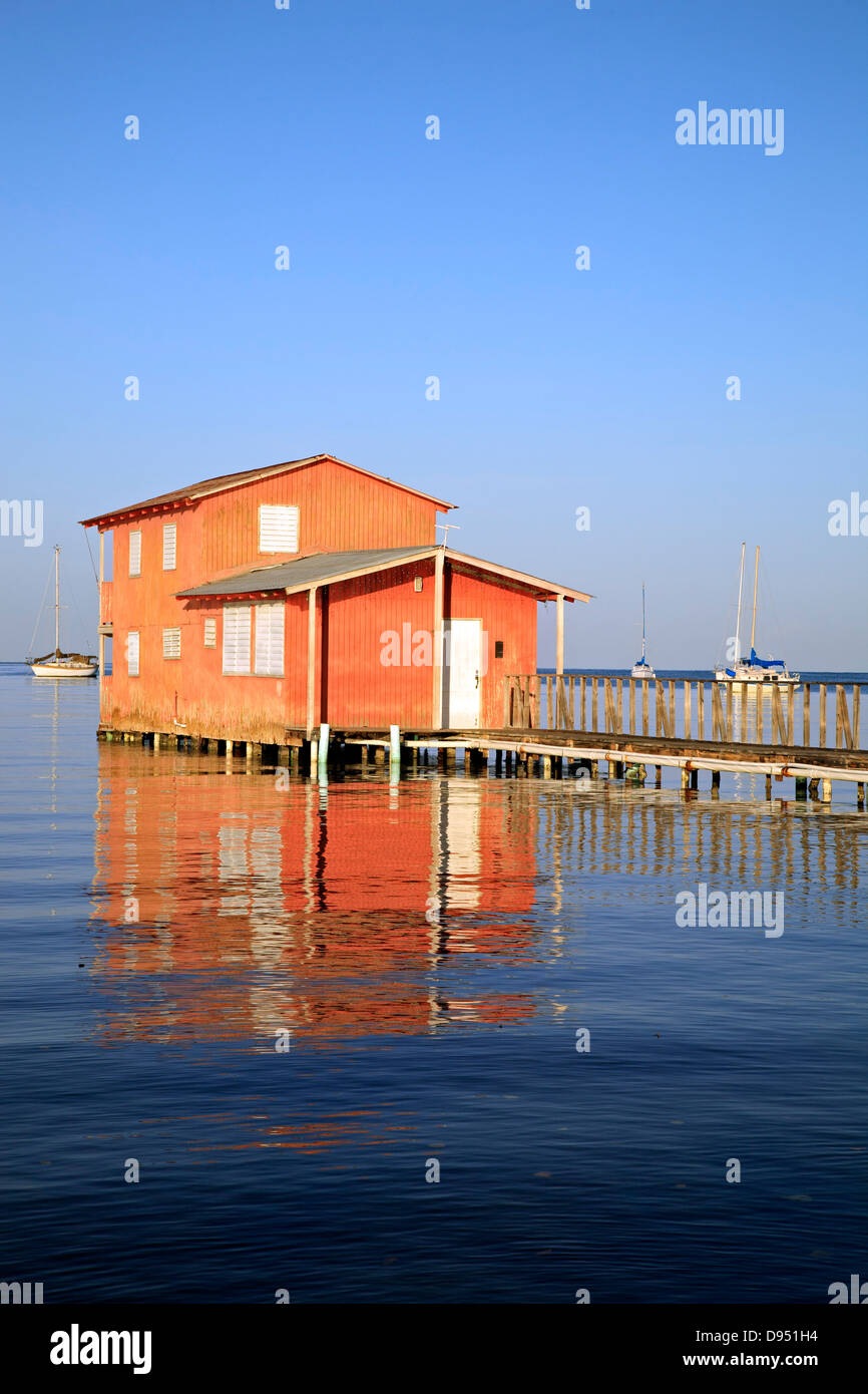 Red house on water, Boqueron, Puerto Rico Stock Photo - Alamy