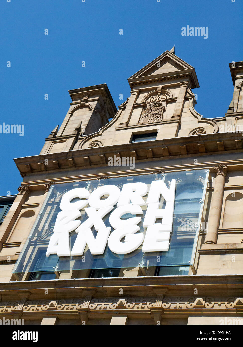 Corn Exchange logo on building Manchester UK Stock Photo - Alamy