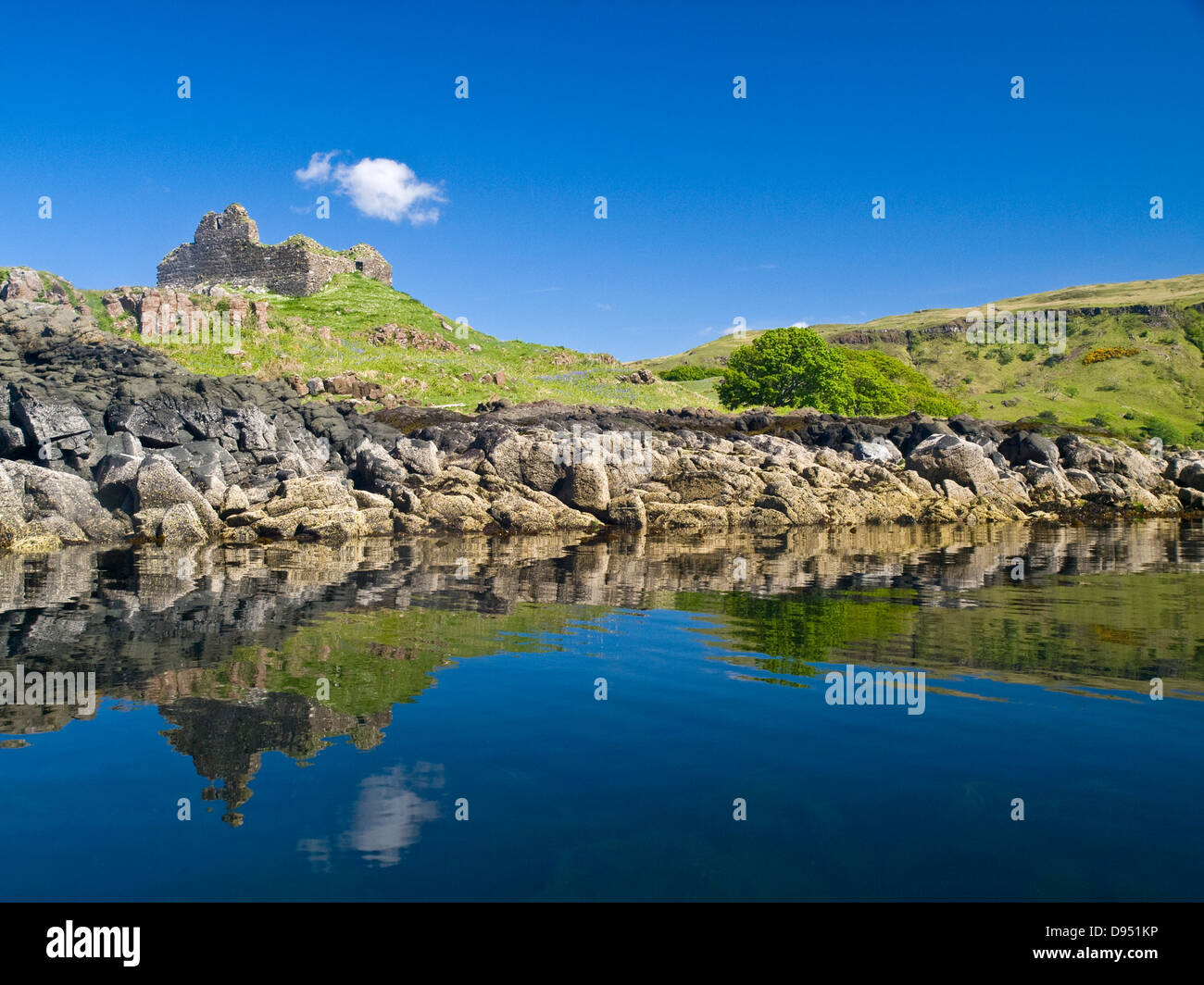 Ardtornish Castle, Scotland, on the mainland side of the Sound Of Mull ...