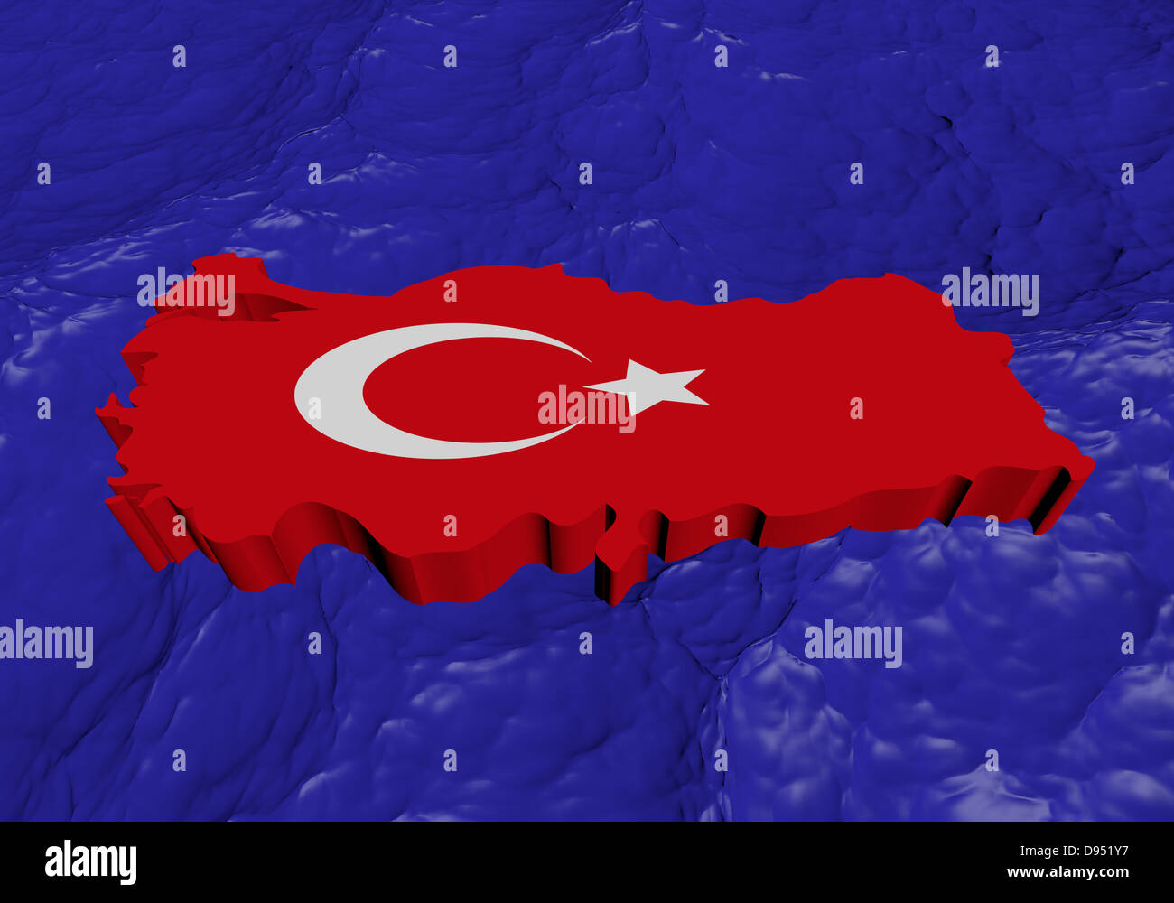 Turkey map flag in abstract ocean illustration Stock Photo - Alamy