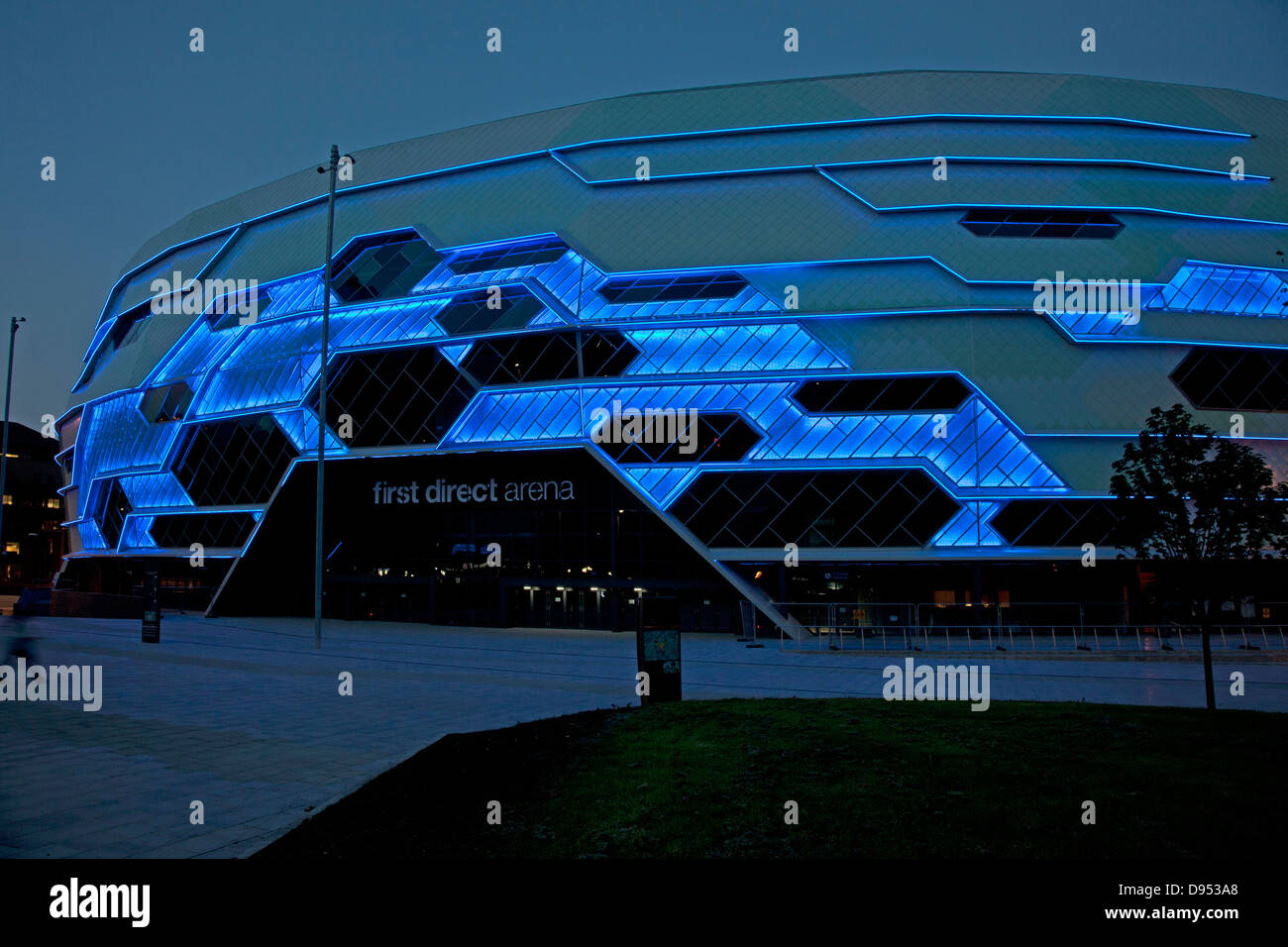 Pre - opening Night-time Exterior Shot of First Direct Arena, Leeds ...