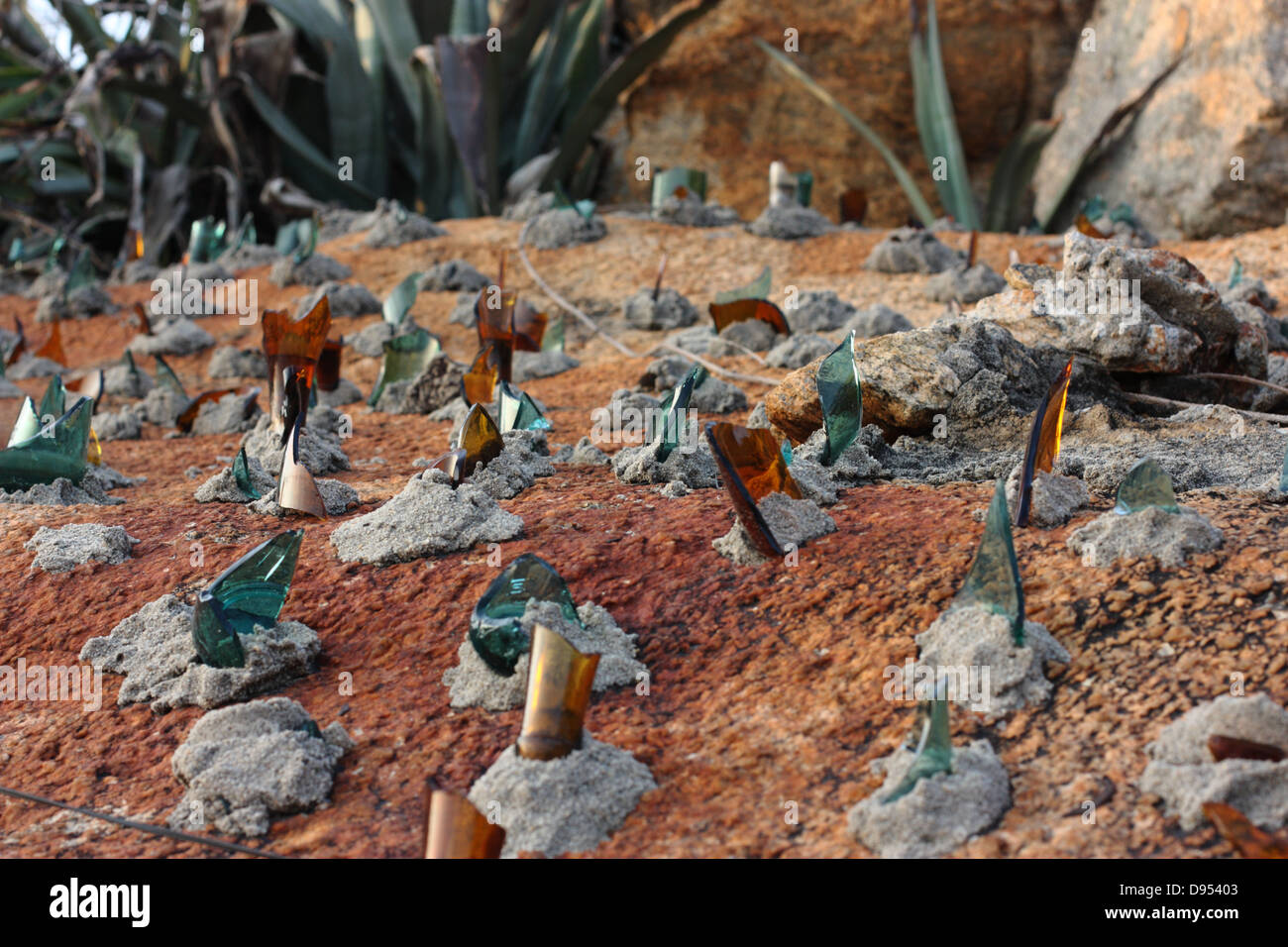 Broken glass military defenses.. Kinmen County, Taiwan Stock Photo - Alamy