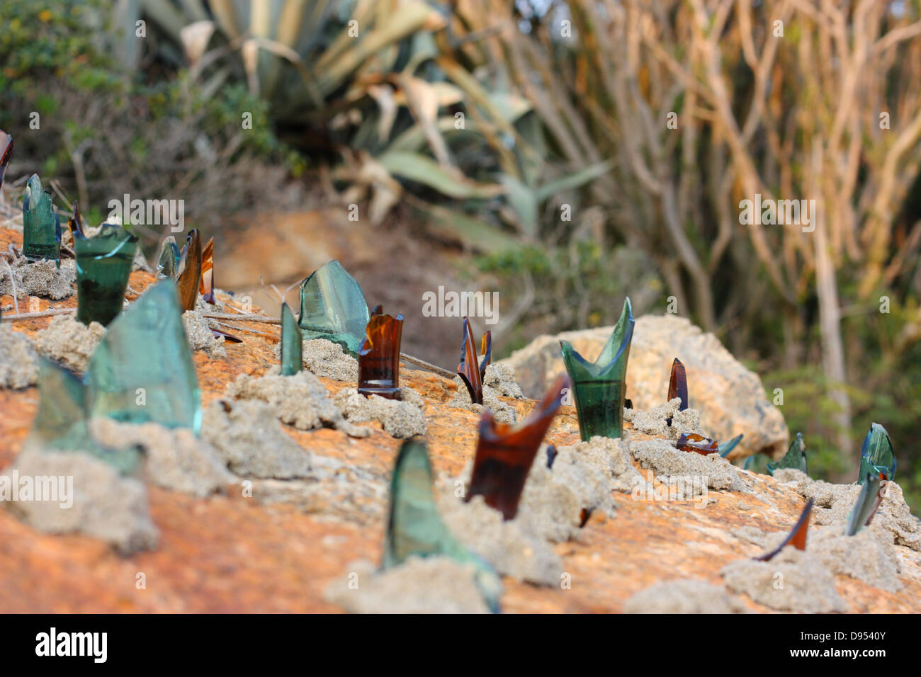 Broken glass military defenses.. Kinmen County, Taiwan Stock Photo - Alamy