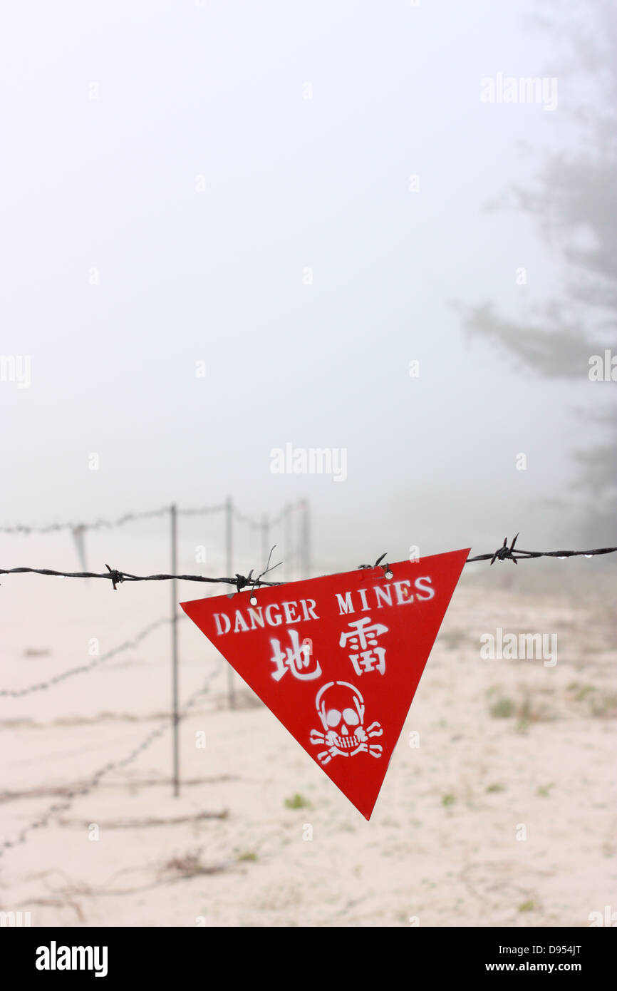 A minefield warning sign. Kinmen County, Taiwan Stock Photo - Alamy