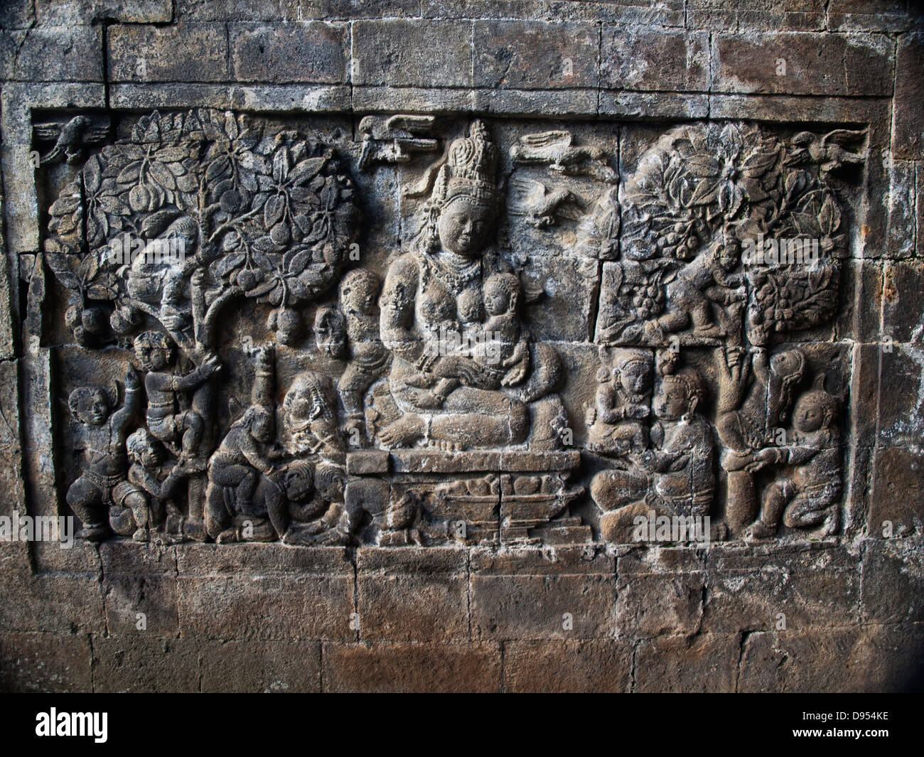 Mendut Temple relief panel Stock Photo - Alamy